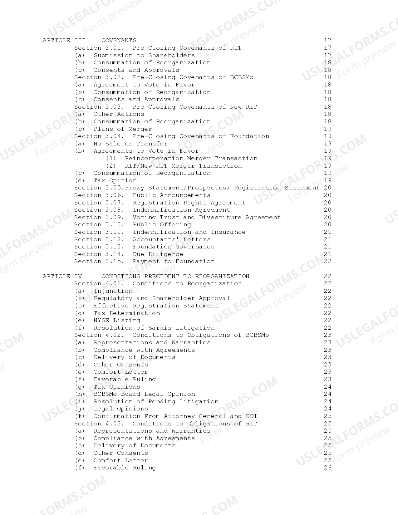 Plan Reorganization Sample | US Legal Forms