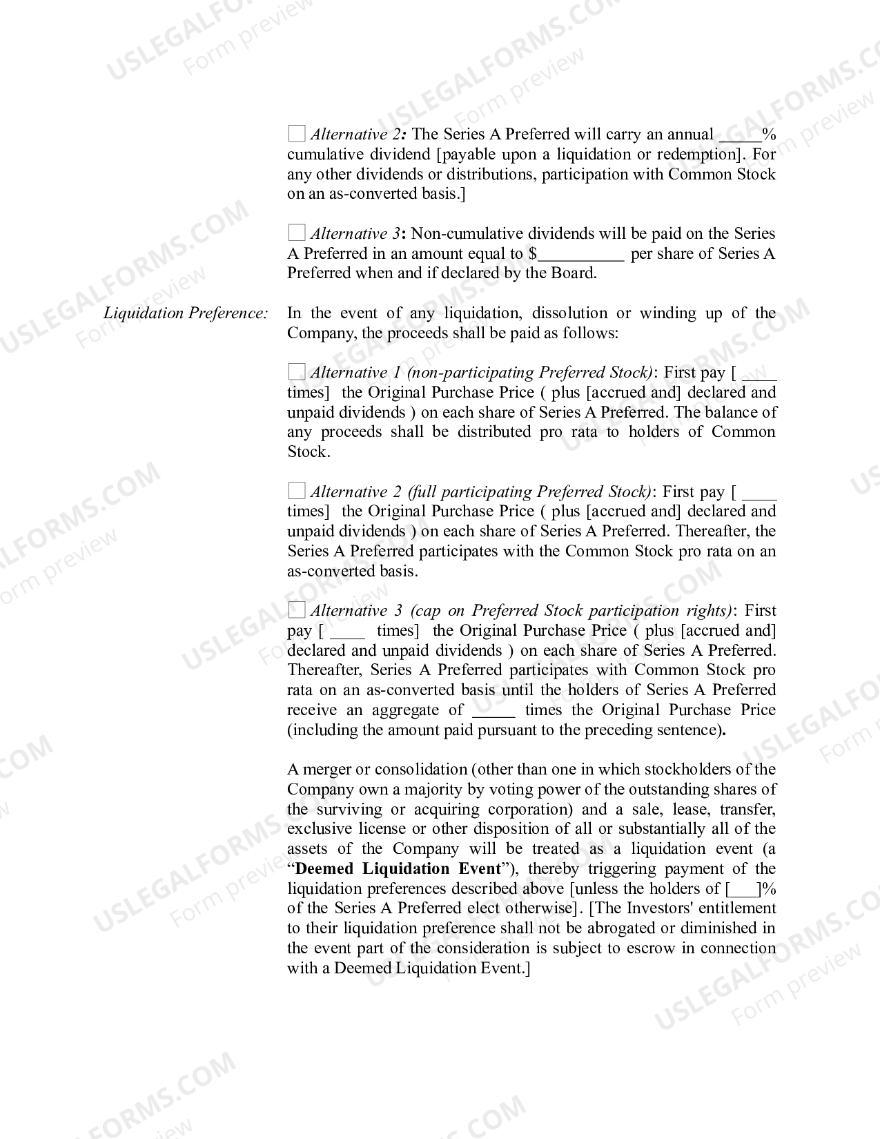 Term Sheet - Series A Preferred Stock Financing of a Company | US Legal ...