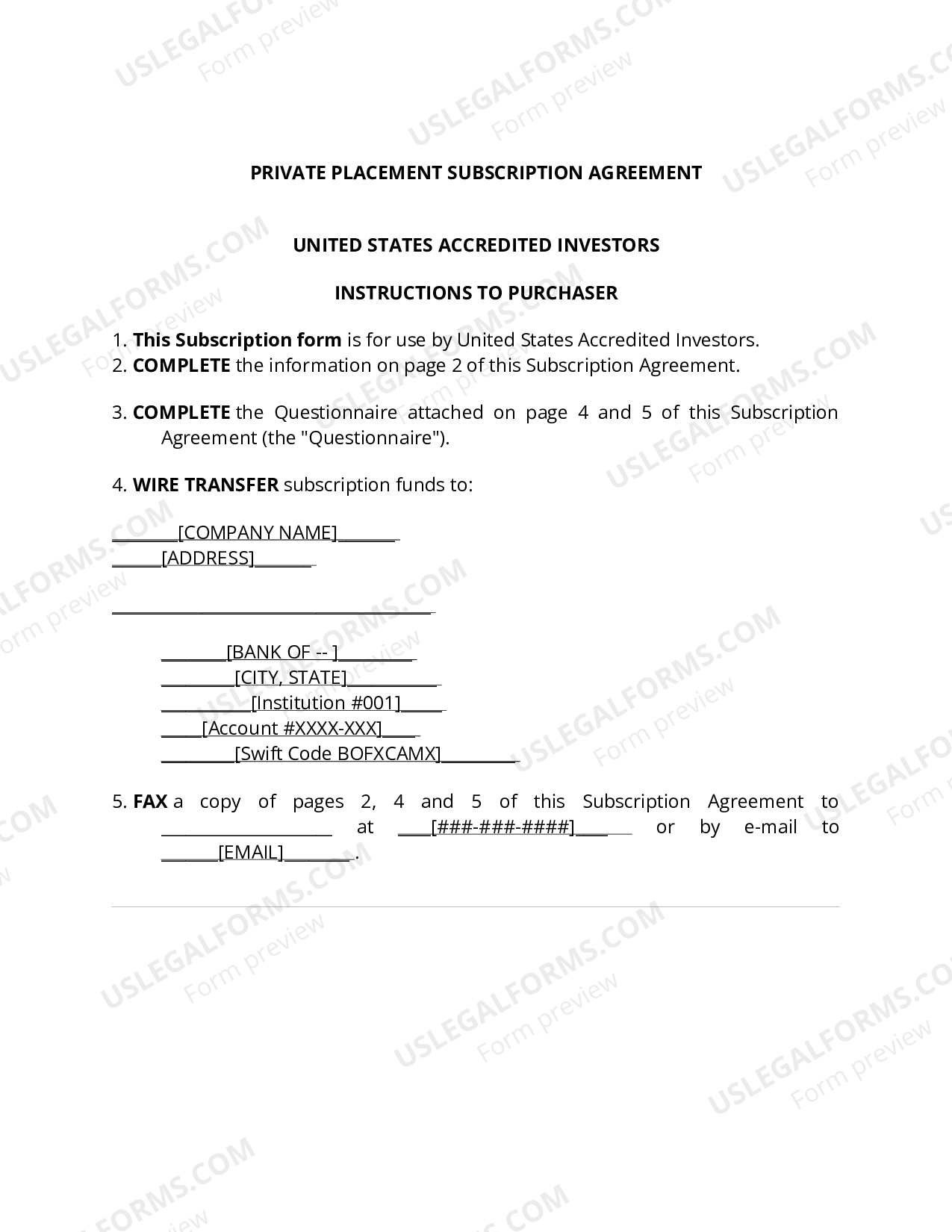 Private Placement Agreement Template