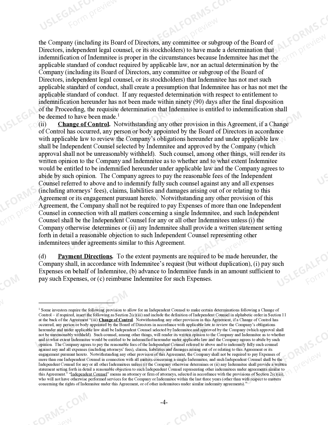 Indemnification Agreement | US Legal Forms