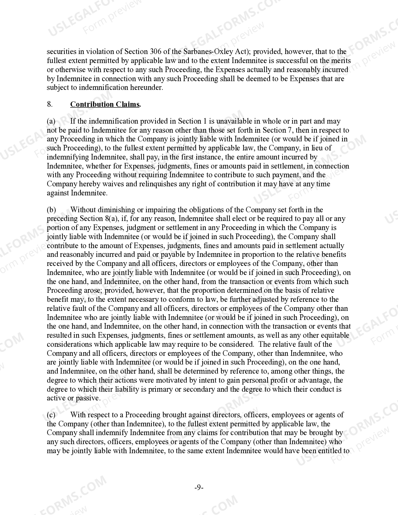 Indemnification Agreement | US Legal Forms