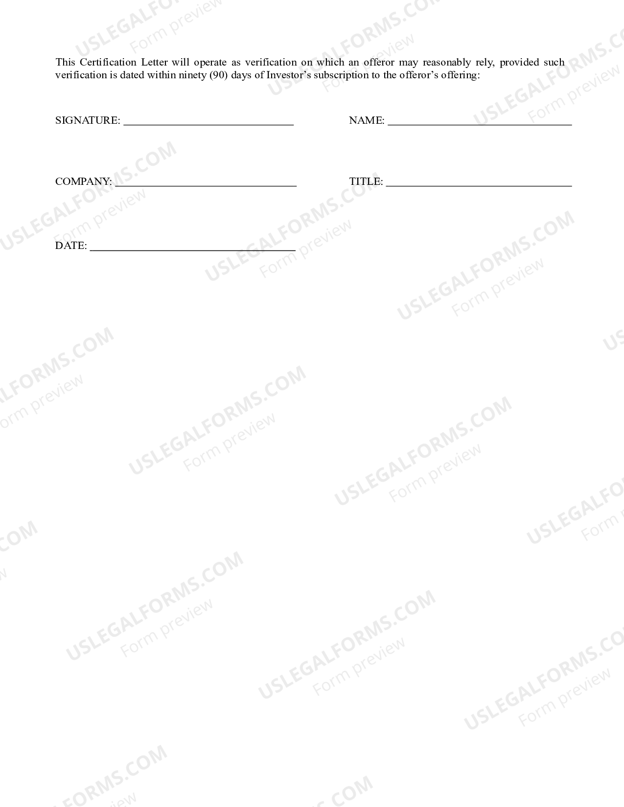 Accredited Investor Status Certification Letter - Certification Letter ...