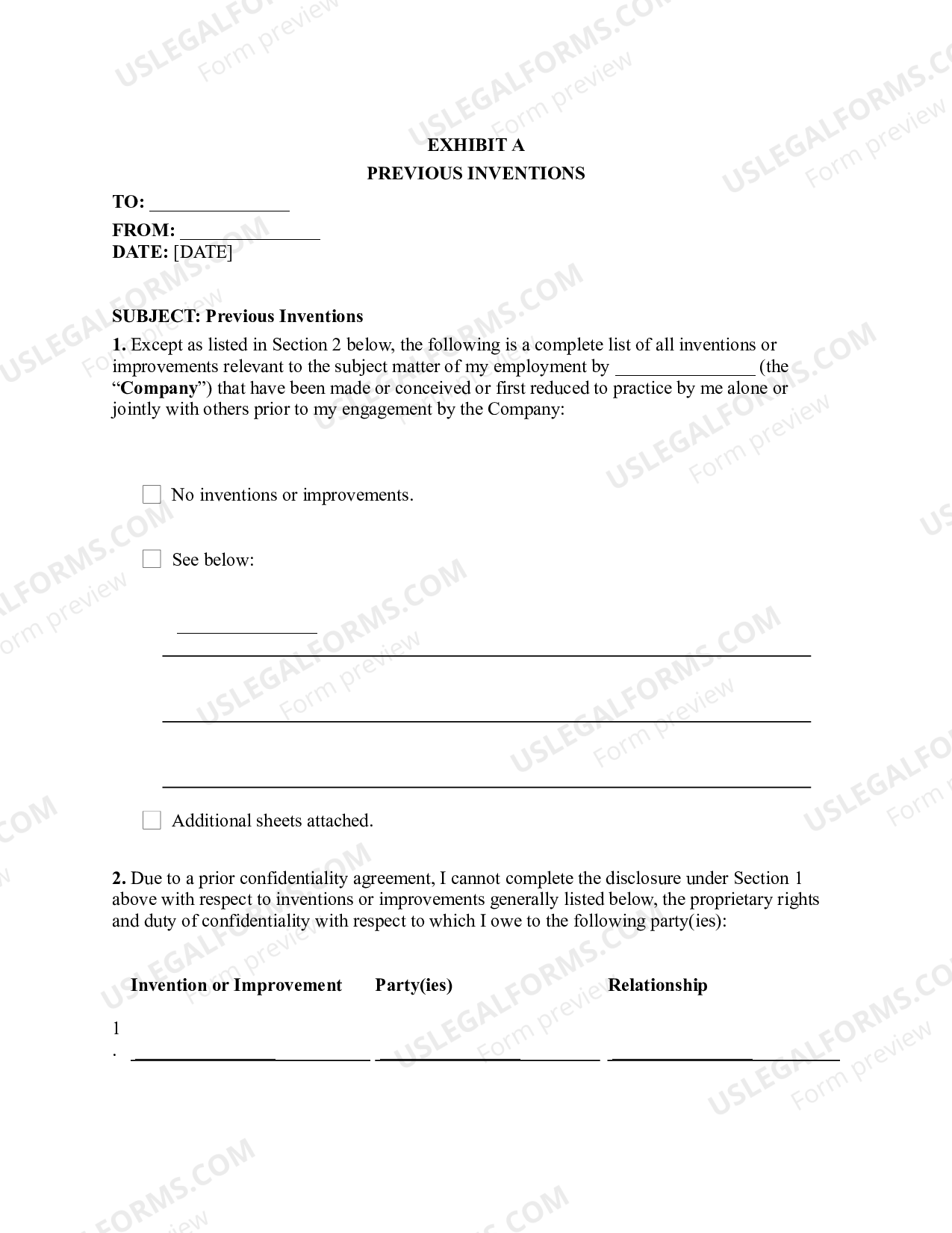 Employee Proprietary Information and Inventions Agreement | US Legal Forms