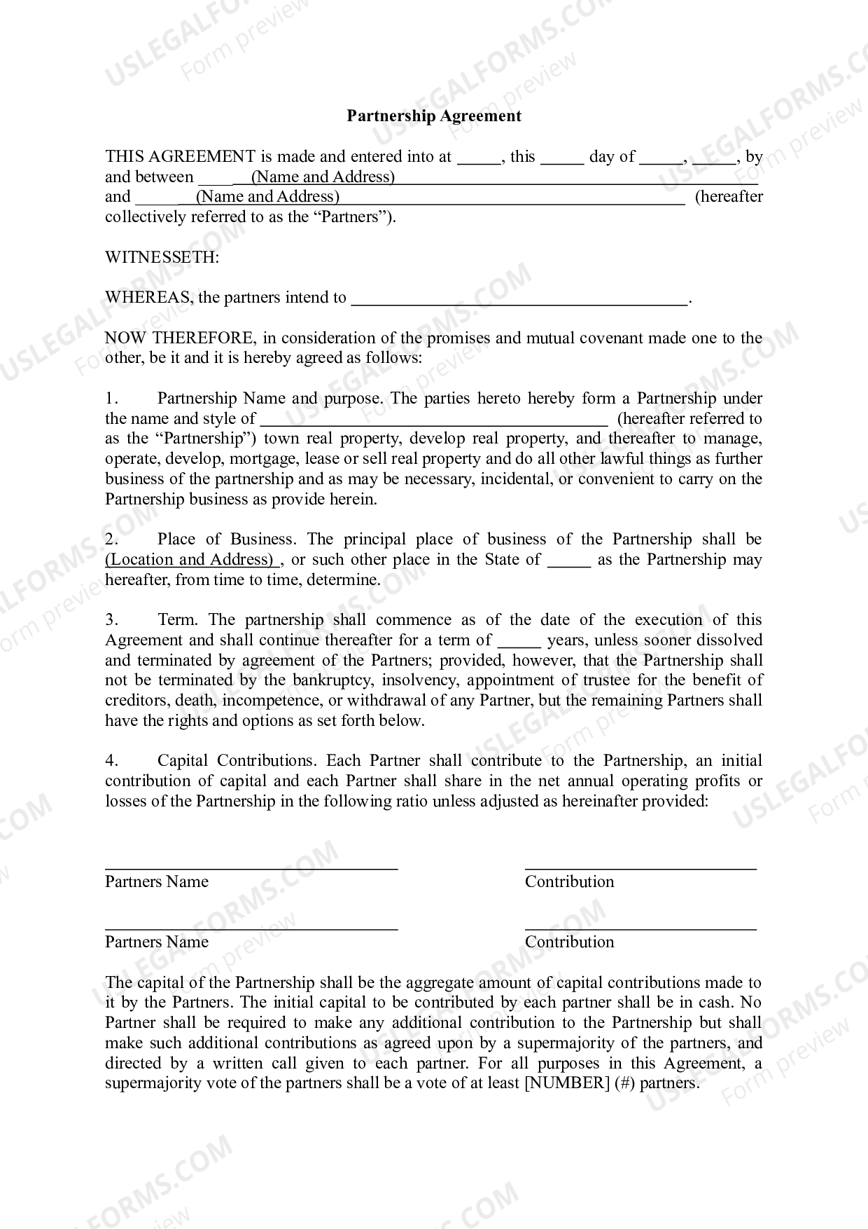 Partnership Agreement | US Legal Forms
