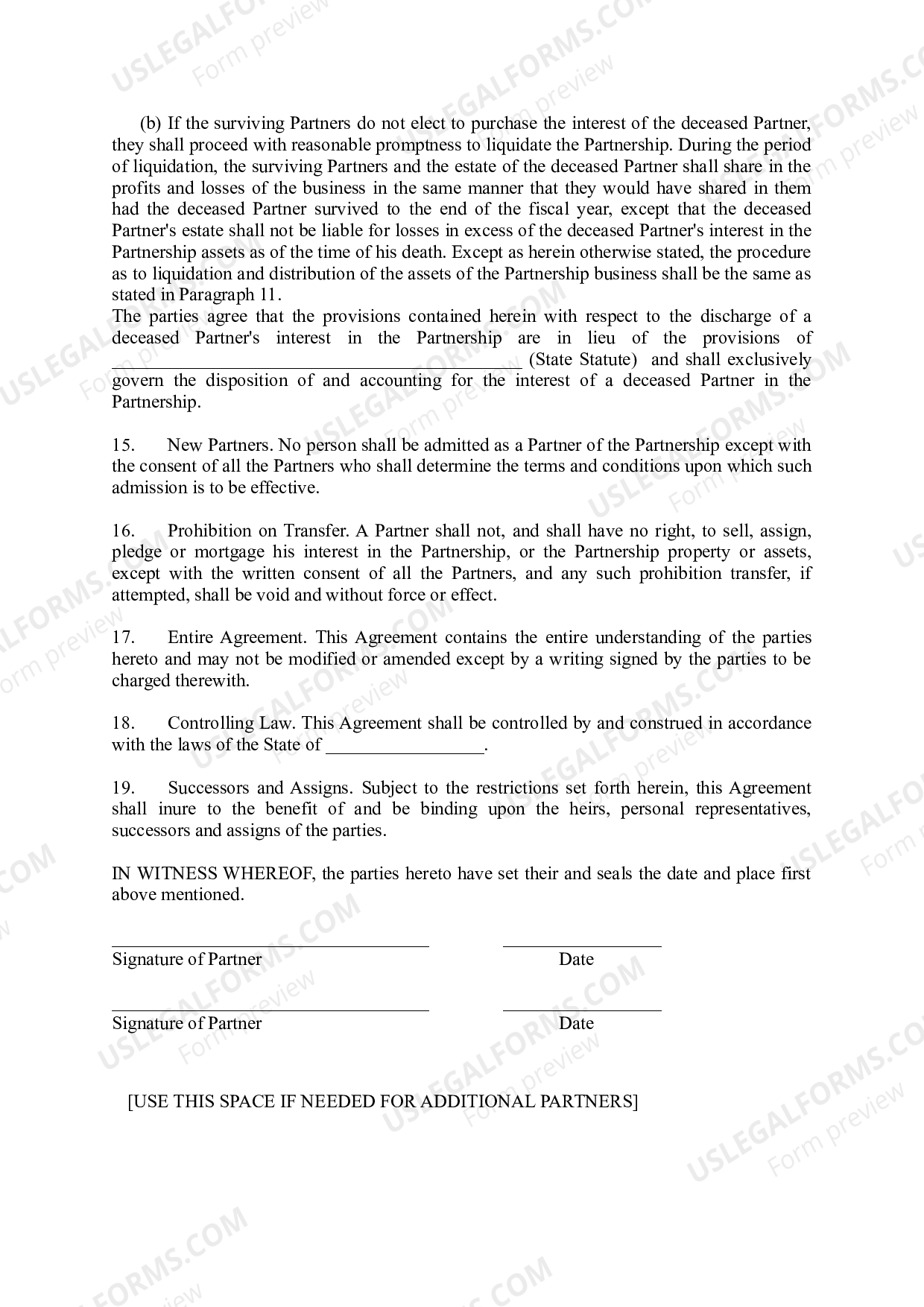 Partnership Agreement | US Legal Forms