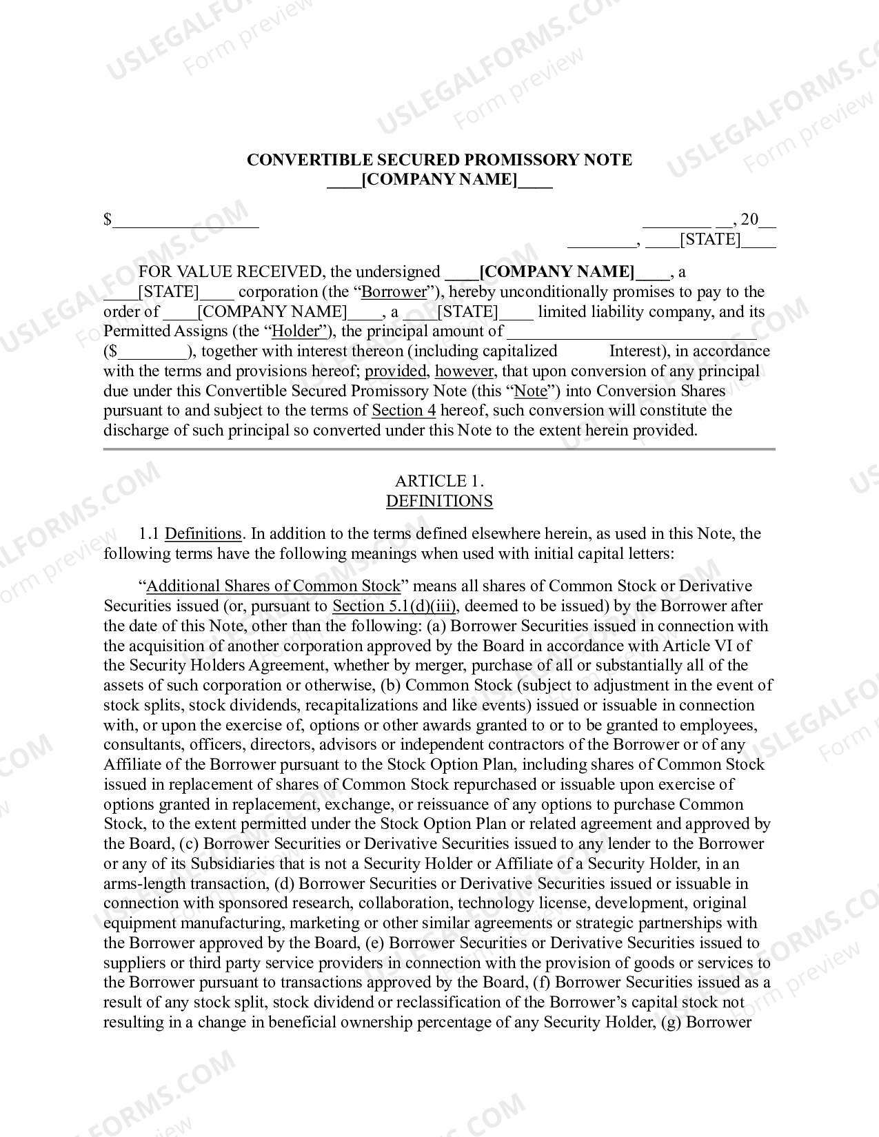Convertible Secured Promissory Note | US Legal Forms