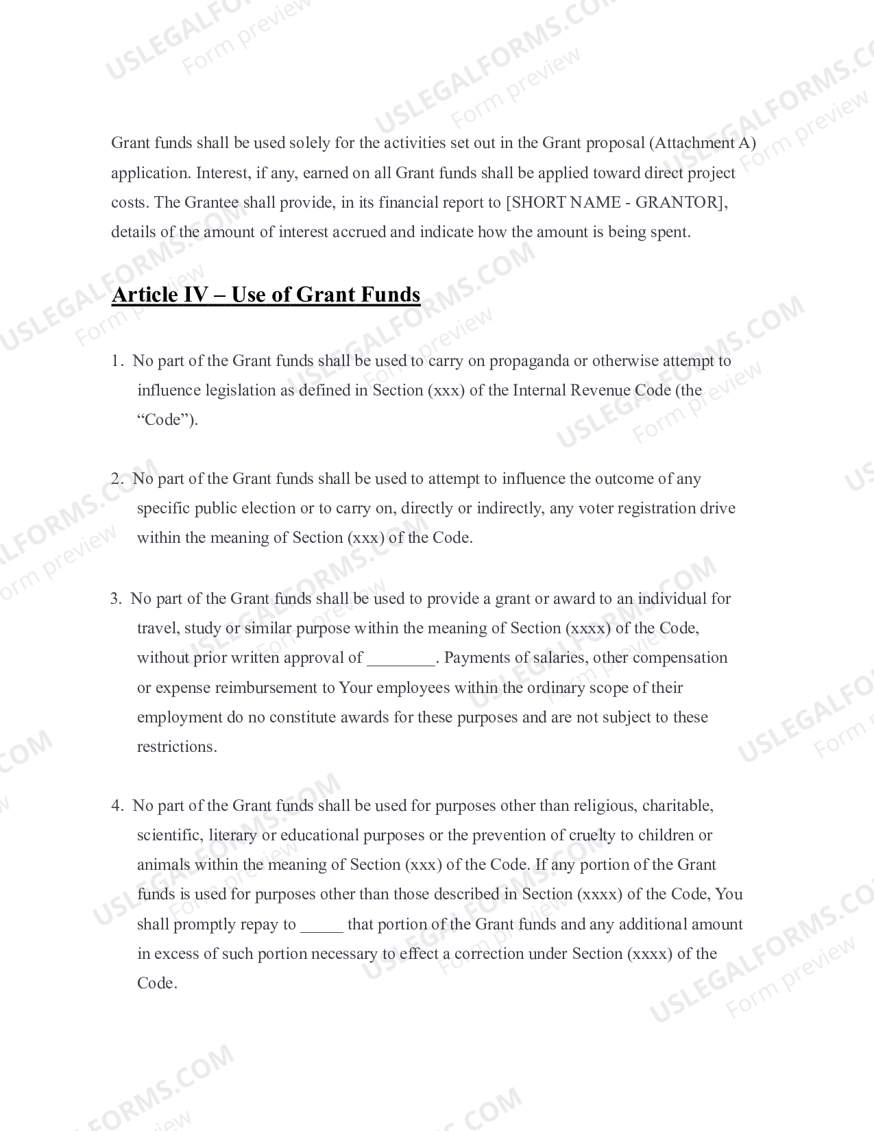 Grant Agreement | US Legal Forms