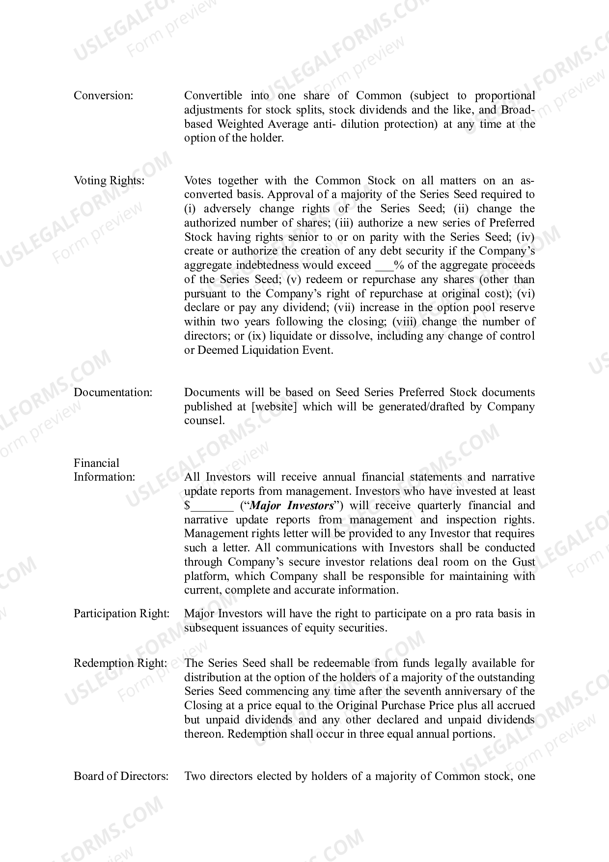 Gust Series Seed Term Sheet | US Legal Forms