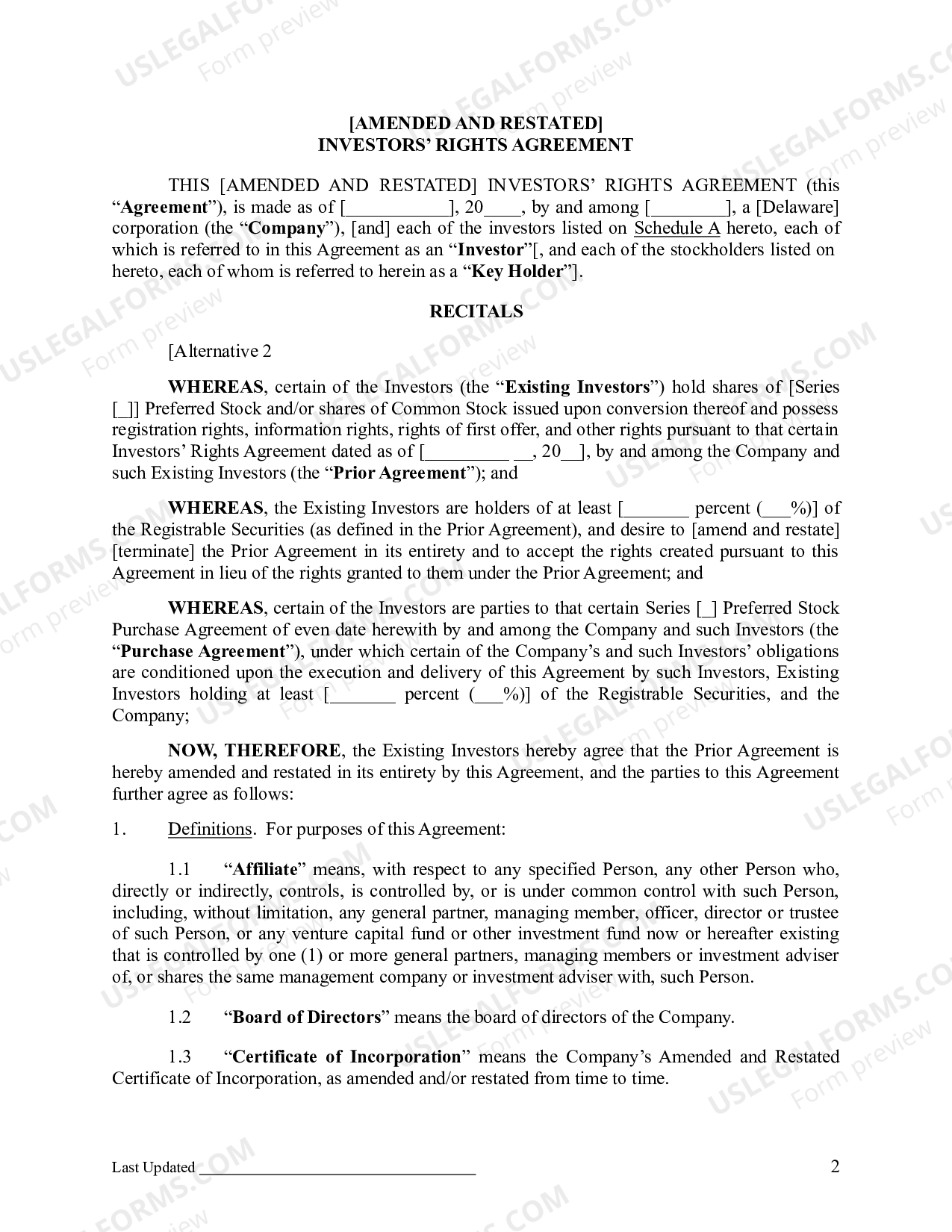 Investors Rights Agreement | US Legal Forms