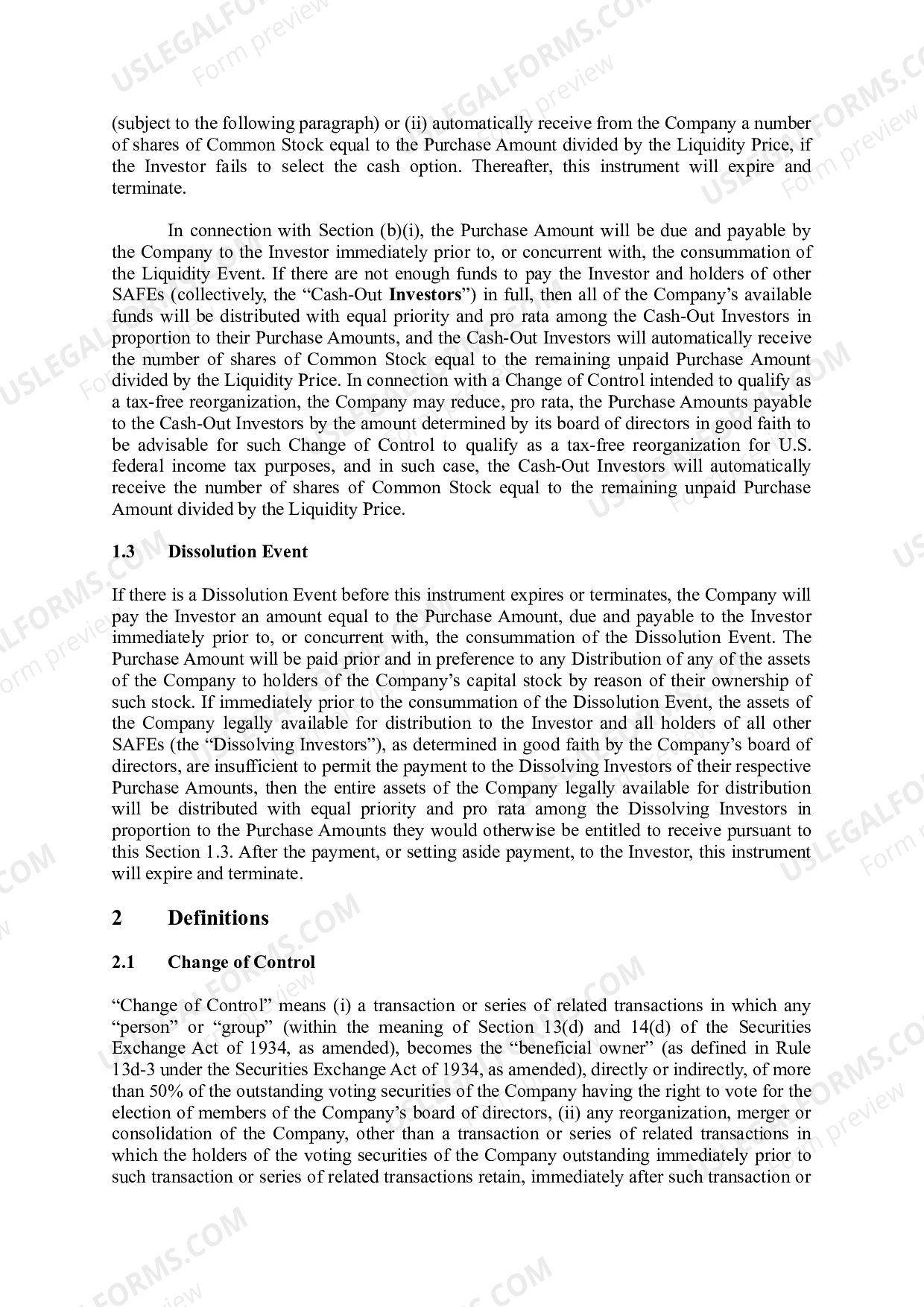 Simple Agreement for Future Equity | US Legal Forms