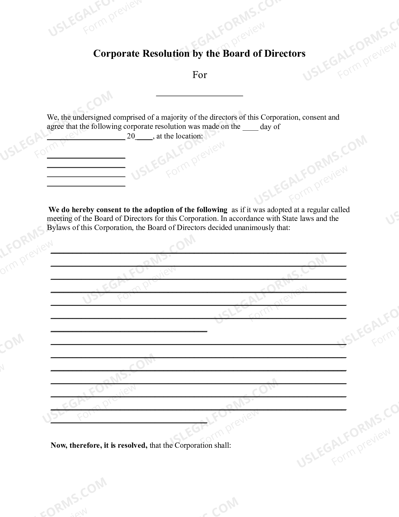 Board Resolution | US Legal Forms