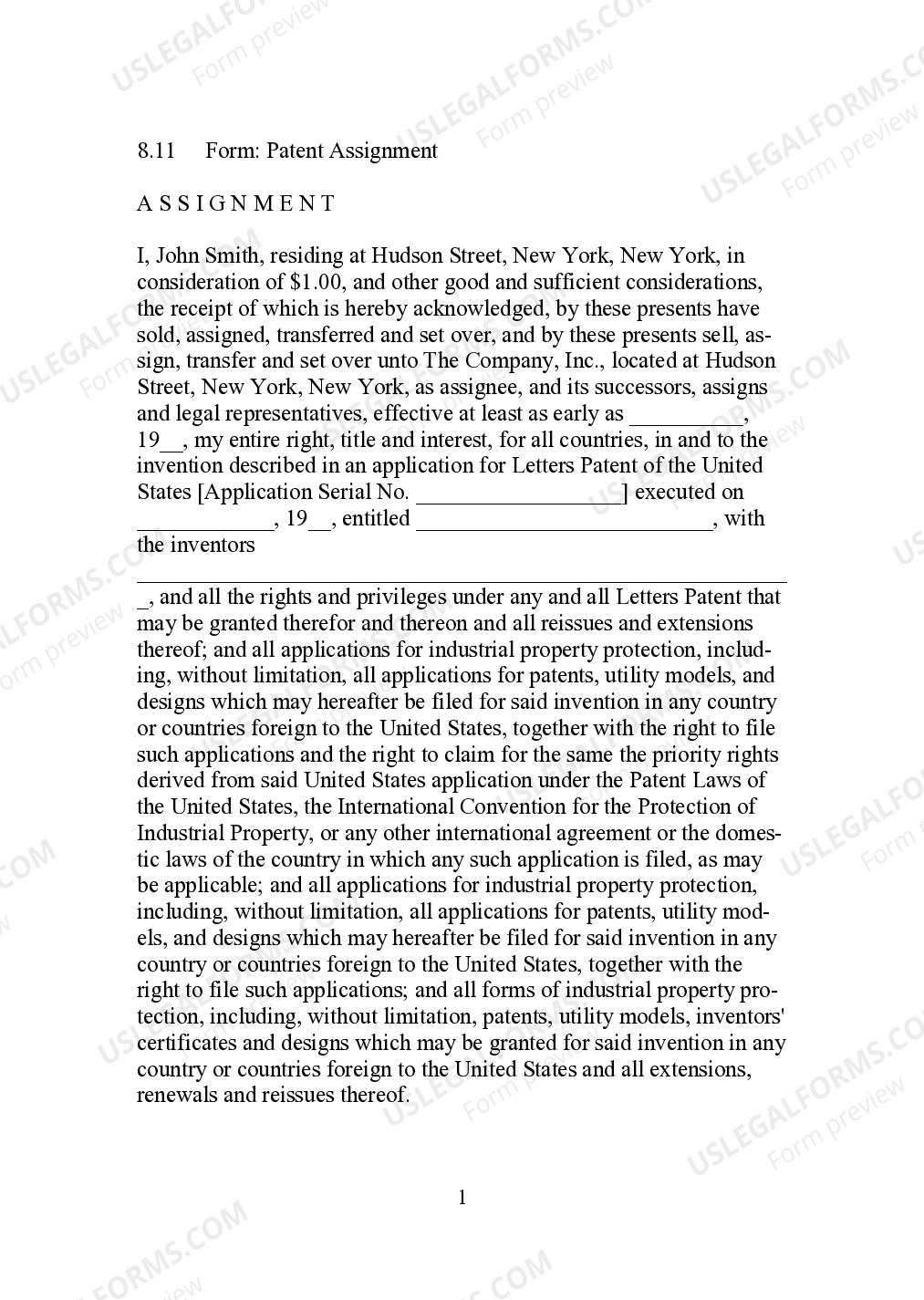 Patent Agreement | US Legal Forms