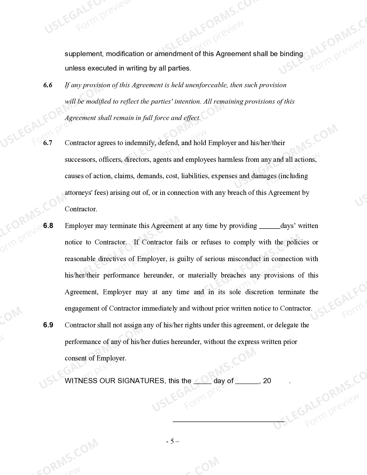 Oklahoma Pipeline Service Contract - Self-Employed | US Legal Forms
