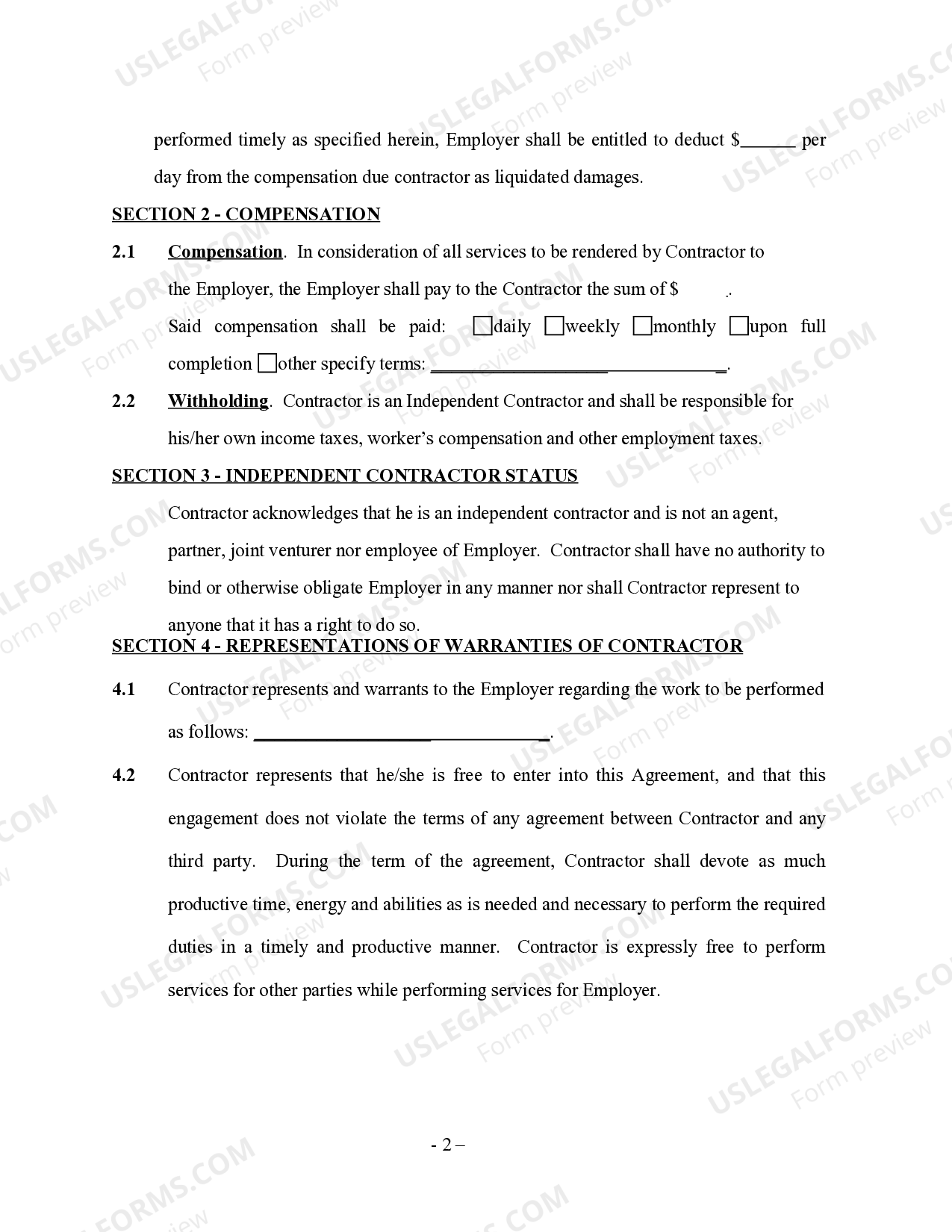 West Virginia Window Contractor Agreement - Self-Employed | US Legal Forms