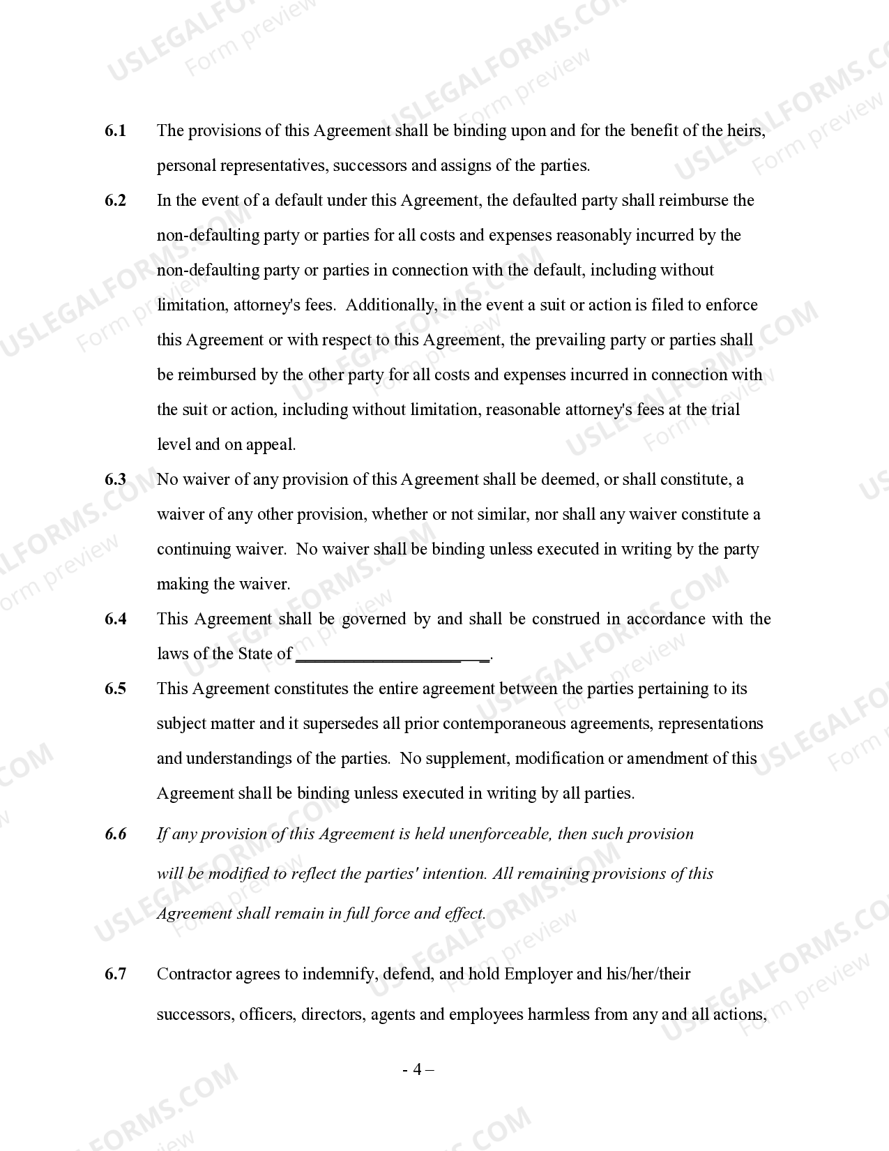 West Virginia Window Contractor Agreement - Self-Employed | US Legal Forms