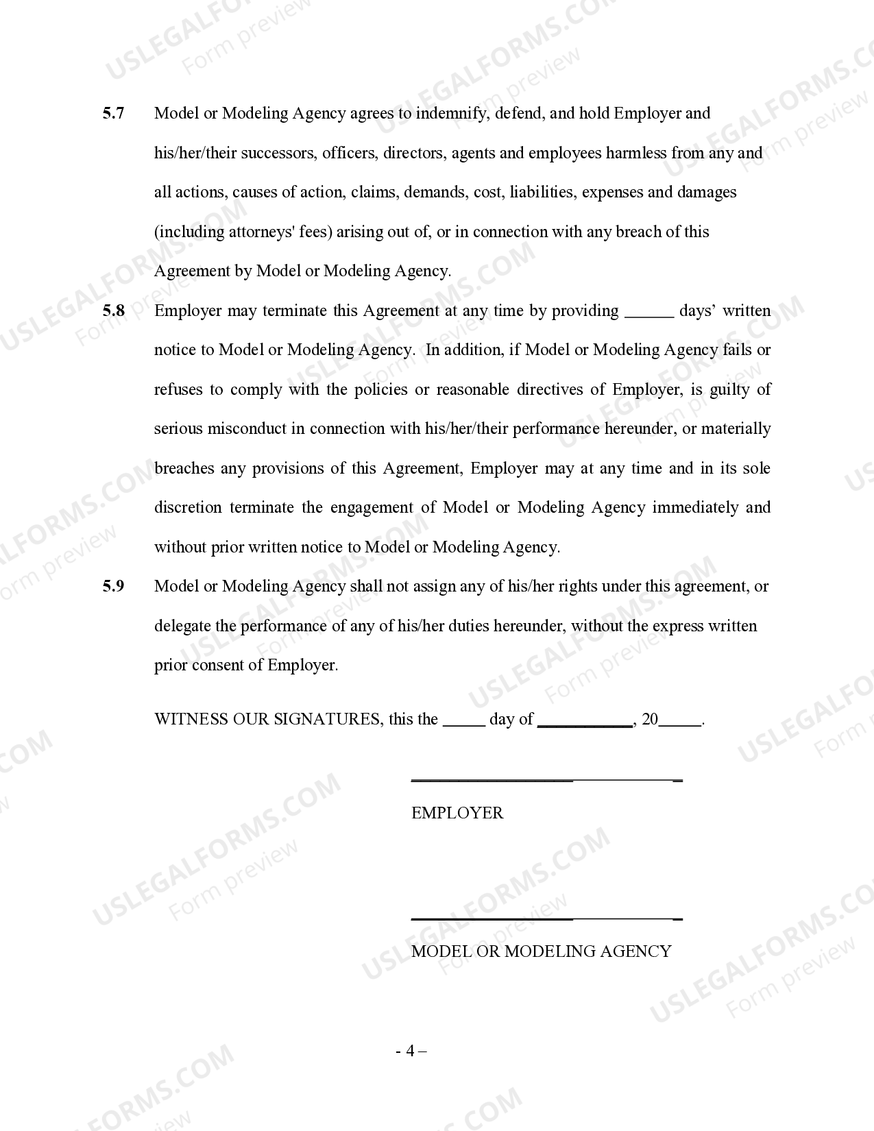 Modeling Services Contract - Self-Employed - Modeling Contract ...