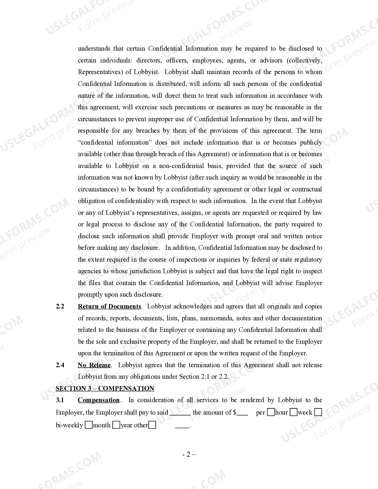 Lobbying Contract Template For Adults | US Legal Forms