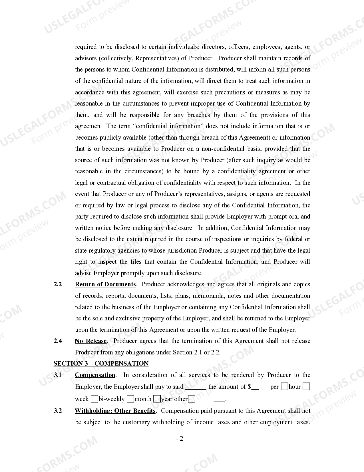 Producer Agreement - Self-Employed Independent Contractor - Producer ...