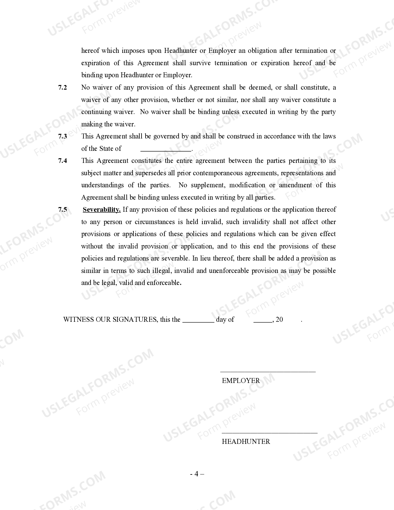 Headhunter Agreement - Self-Employed Independent Contractor ...