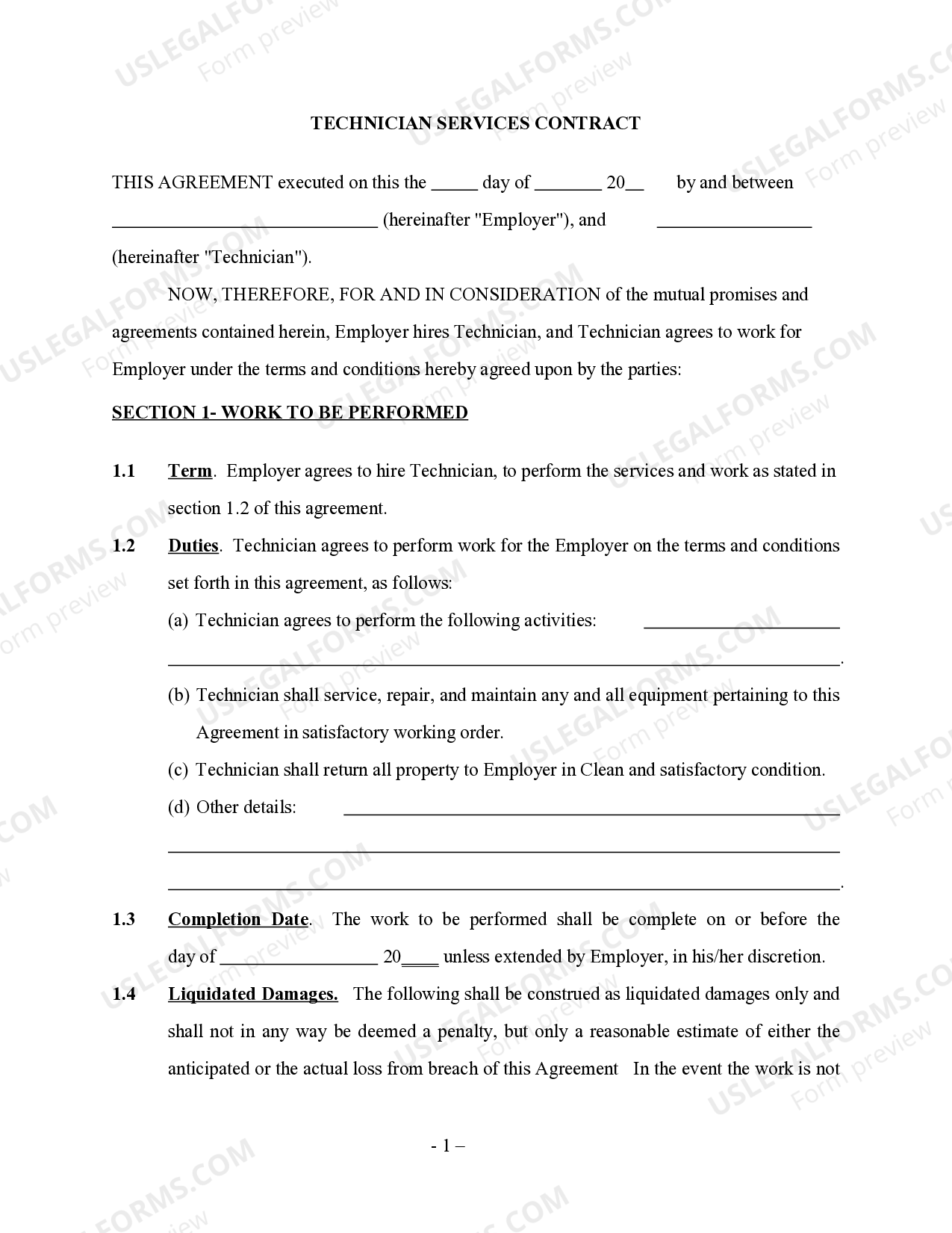 Texas Self-Employed Technician Services Contract - Nail Tech Independent Contractor Agreement ...