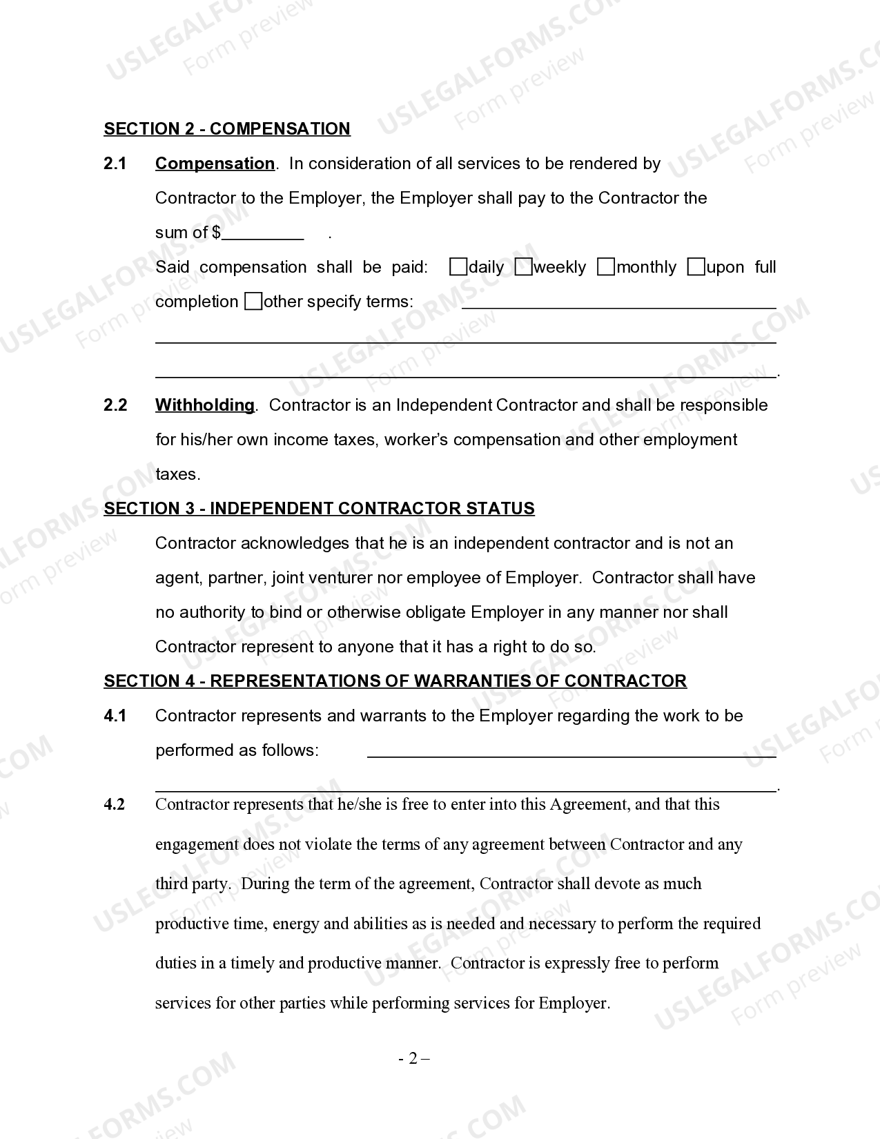 Arizona Self-Employed Air Conditioning Services Contract - Conditioning ...