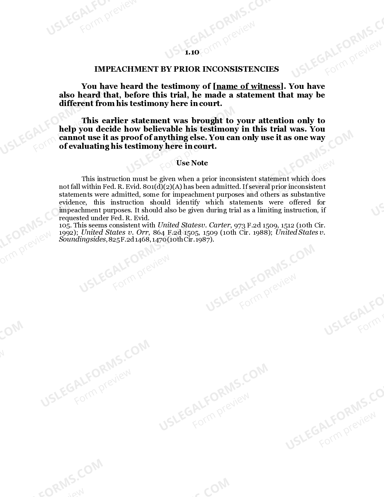 IMPEACHMENT BY PRIOR INCONSISTENCIES | US Legal Forms