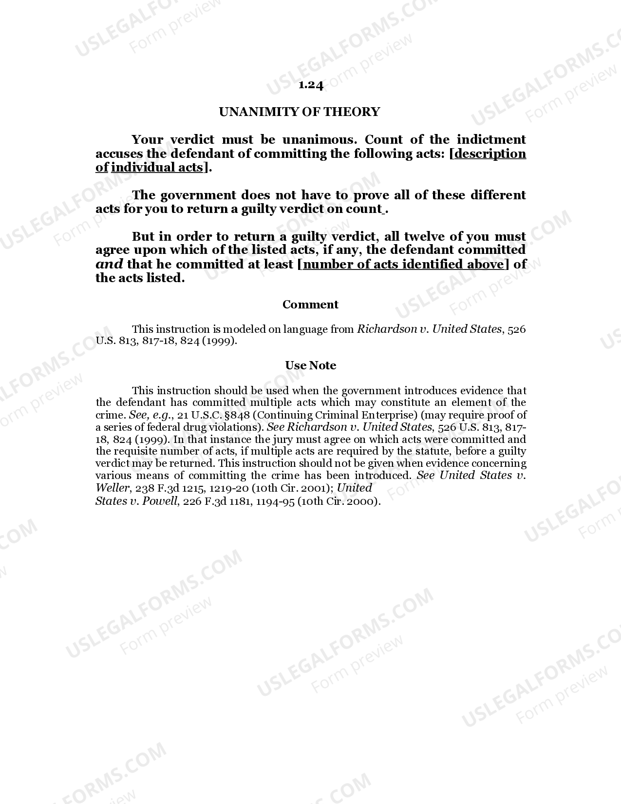 UNANIMITY OF THEORY | US Legal Forms