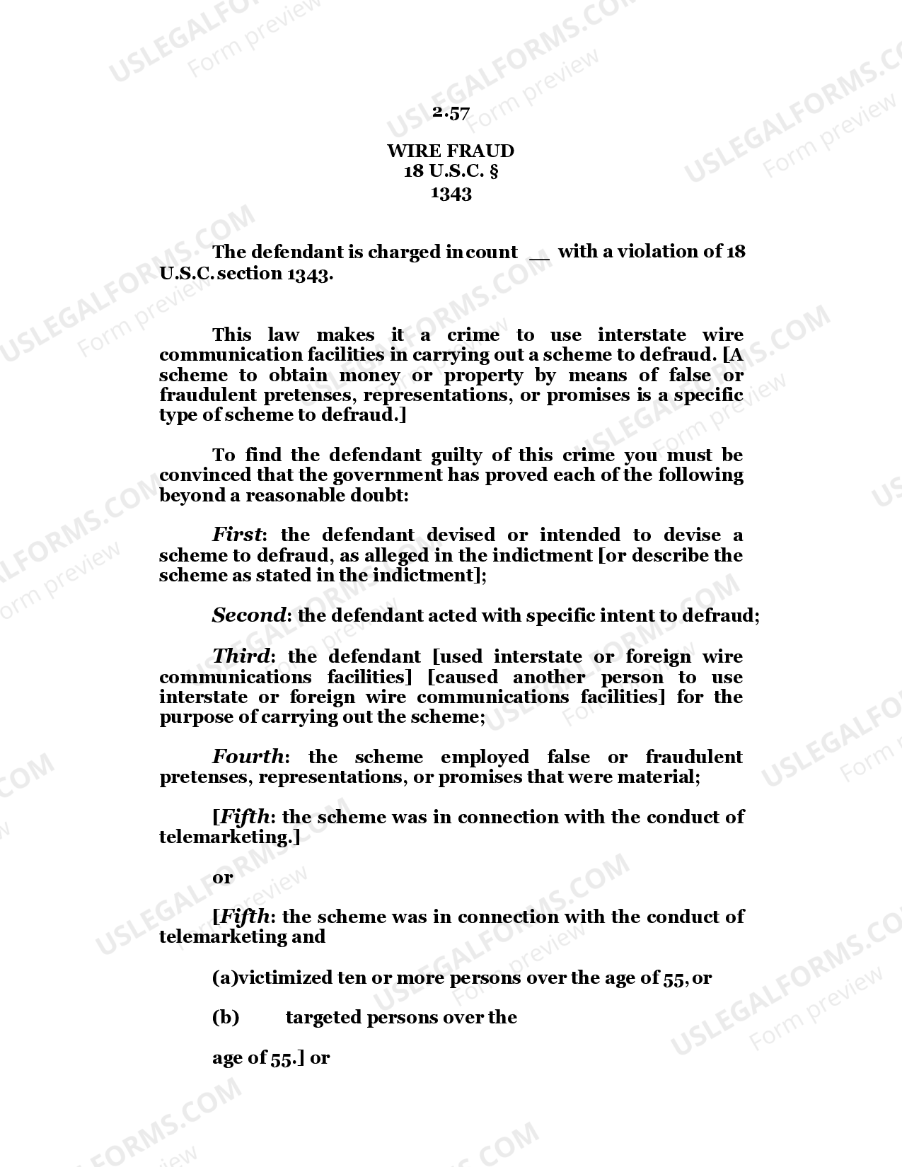 WIRE FRAUD / 18 U.S.C. Sec. 1343 | US Legal Forms