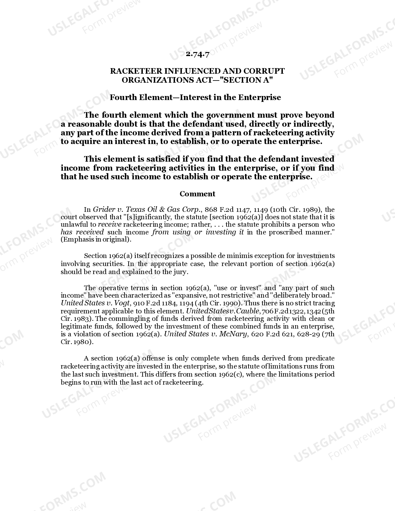 2.74.7 RACKETEER INFLUENCED AND CORRUPT ORGANIZATIONS ACT-"SECTION A ...