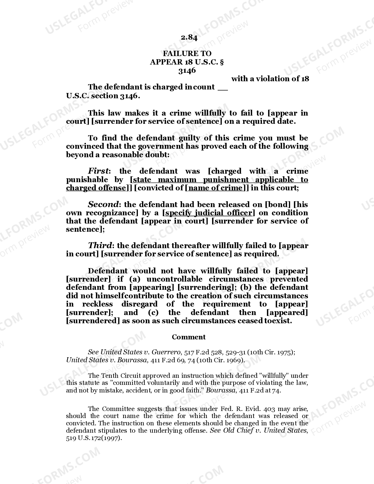 FAILURE TO APPEAR / 18 U.S.C. Sec. 3146 | US Legal Forms