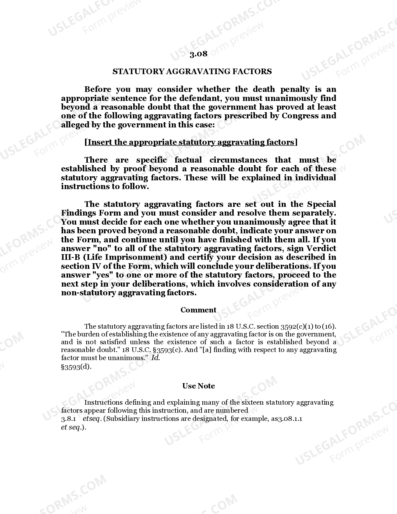 STATUTORY AGGRAVATING FACTORS | US Legal Forms