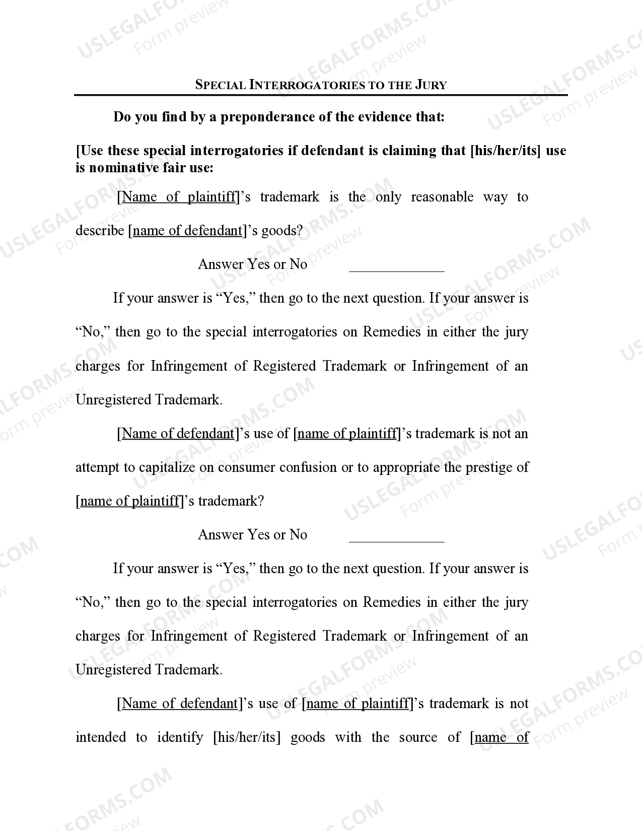 Defenses to Claim of Infringement of a Trademark | US Legal Forms