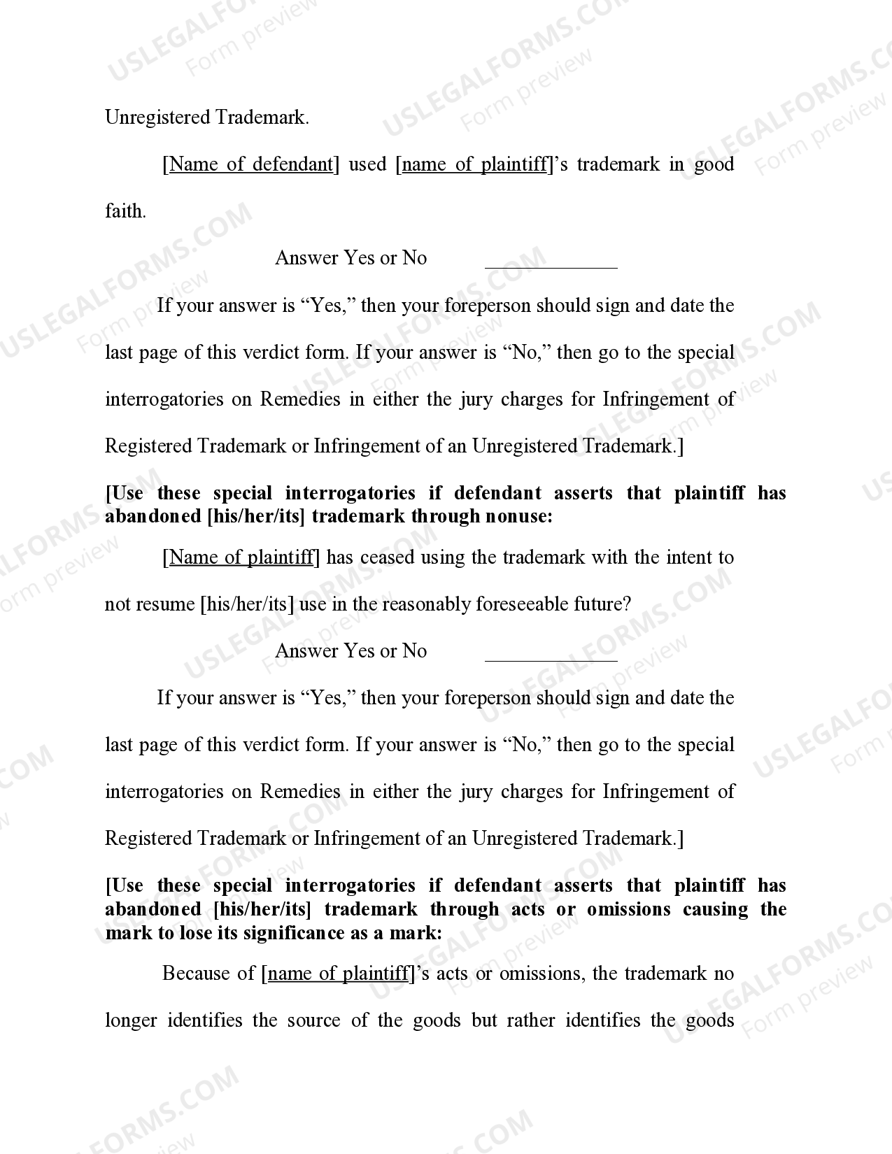 Defenses to Claim of Infringement of a Trademark | US Legal Forms