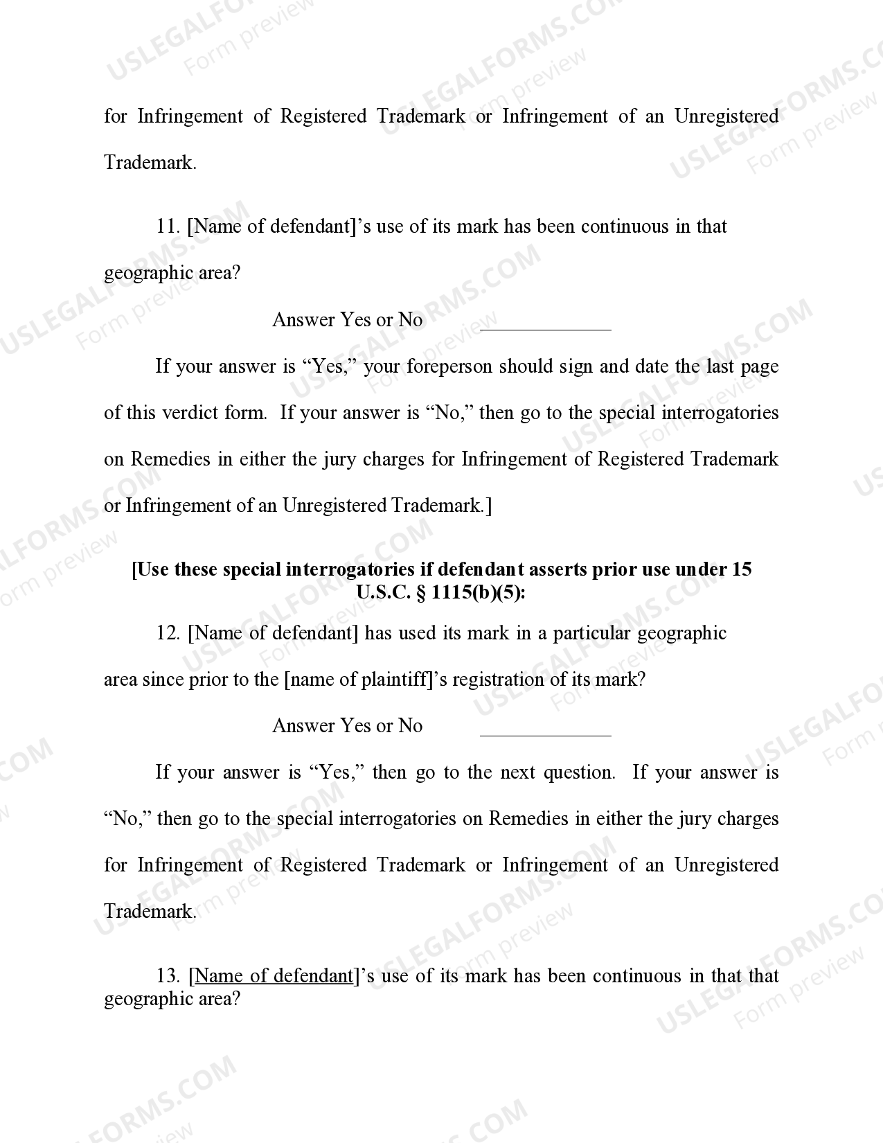 Defenses to Claim of Infringement of a Trademark | US Legal Forms