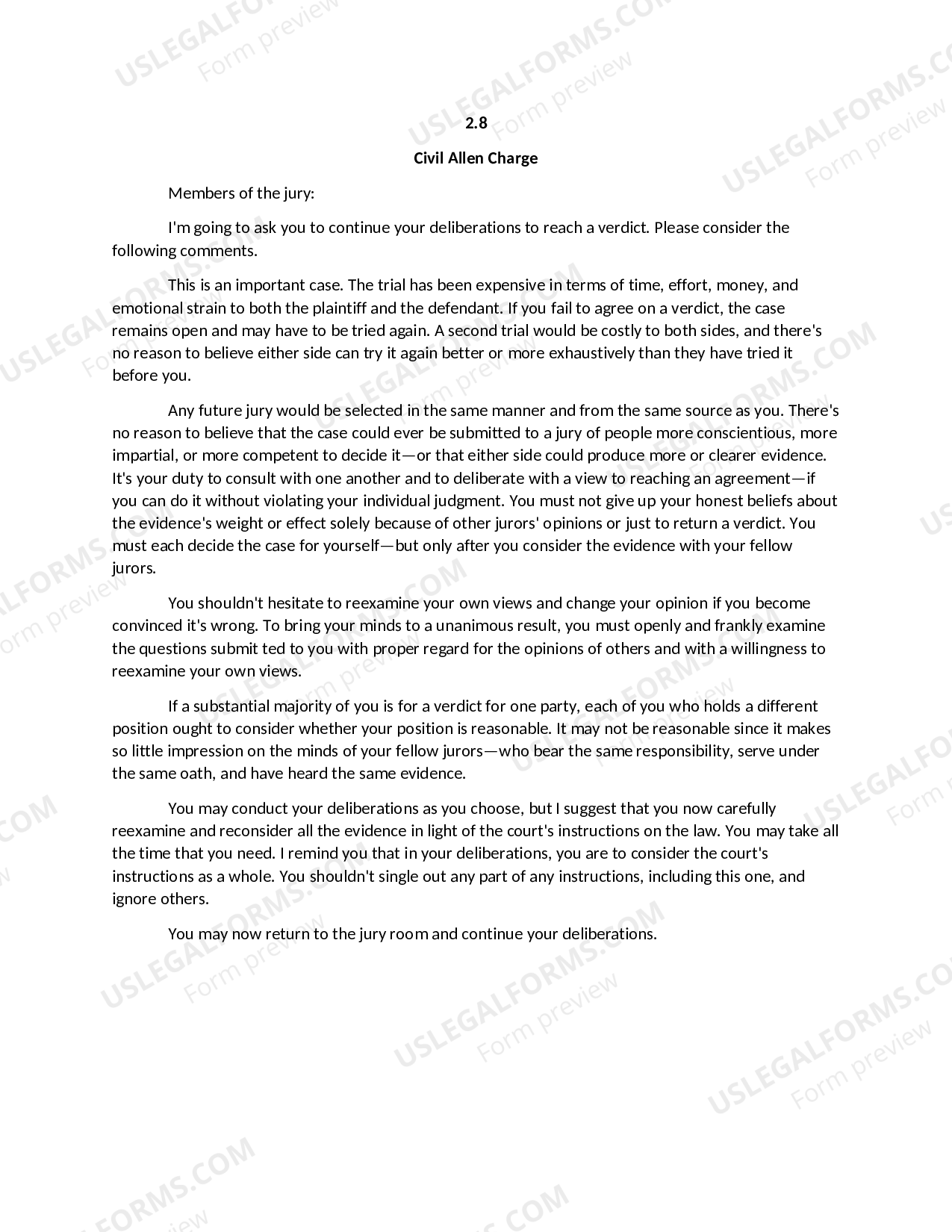 Civil Allen Charge | US Legal Forms