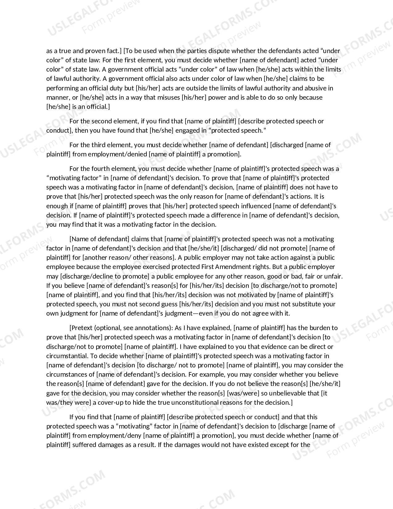 Public Employee-First Amendment Claim- Discharge or Failure to Promote ...