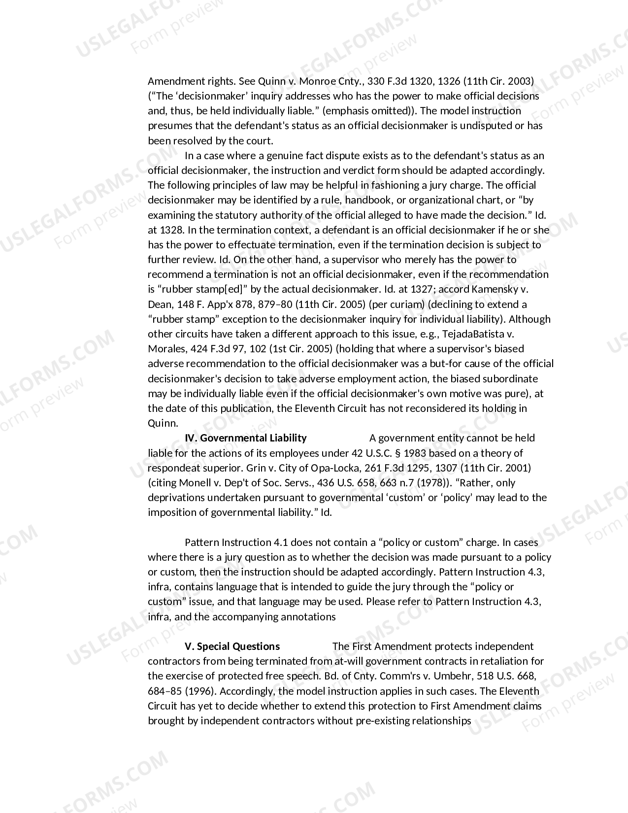 Public Employee-First Amendment Claim- Discharge or Failure to Promote ...