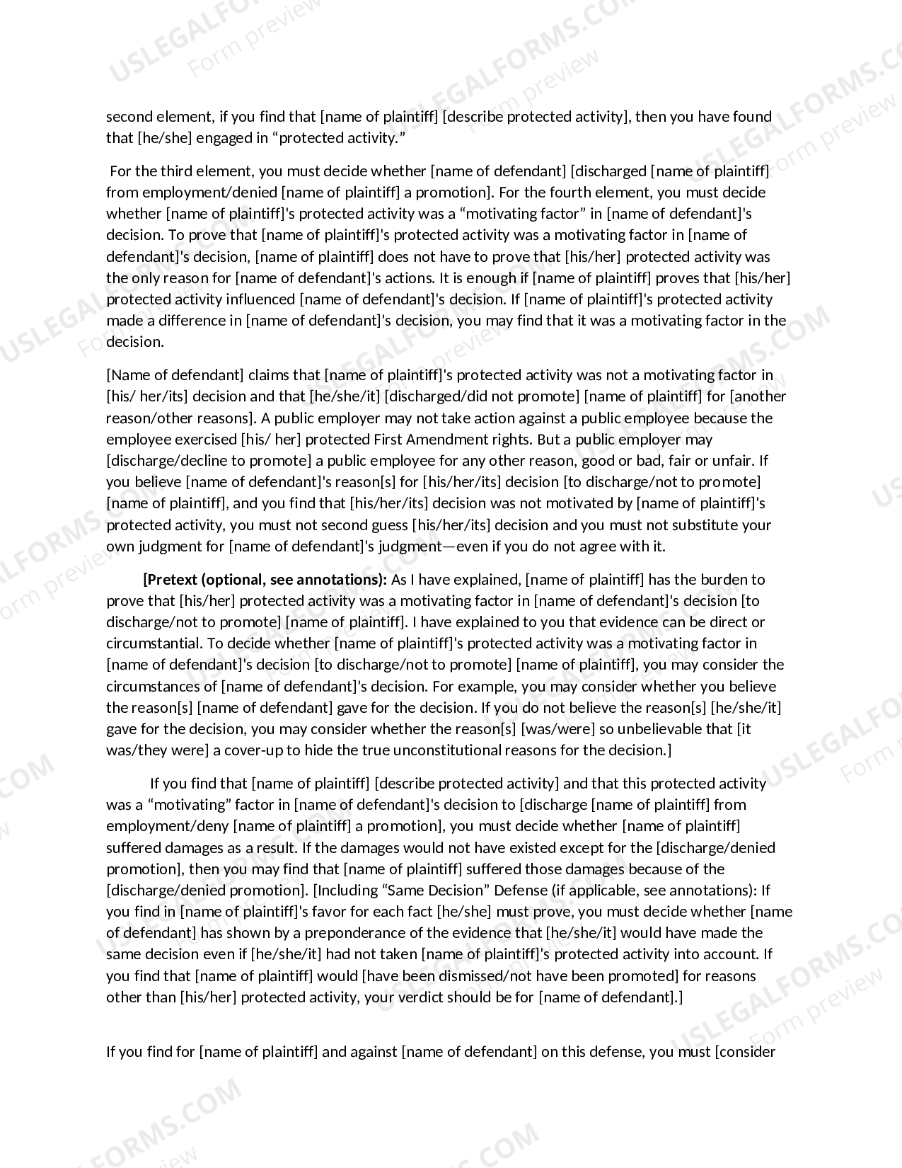 Public Employee-First Amendment Claim- Discharge or Failure to Promote ...