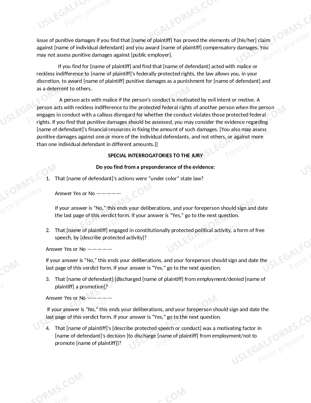 Public Employee-First Amendment Claim- Discharge or Failure to Promote ...