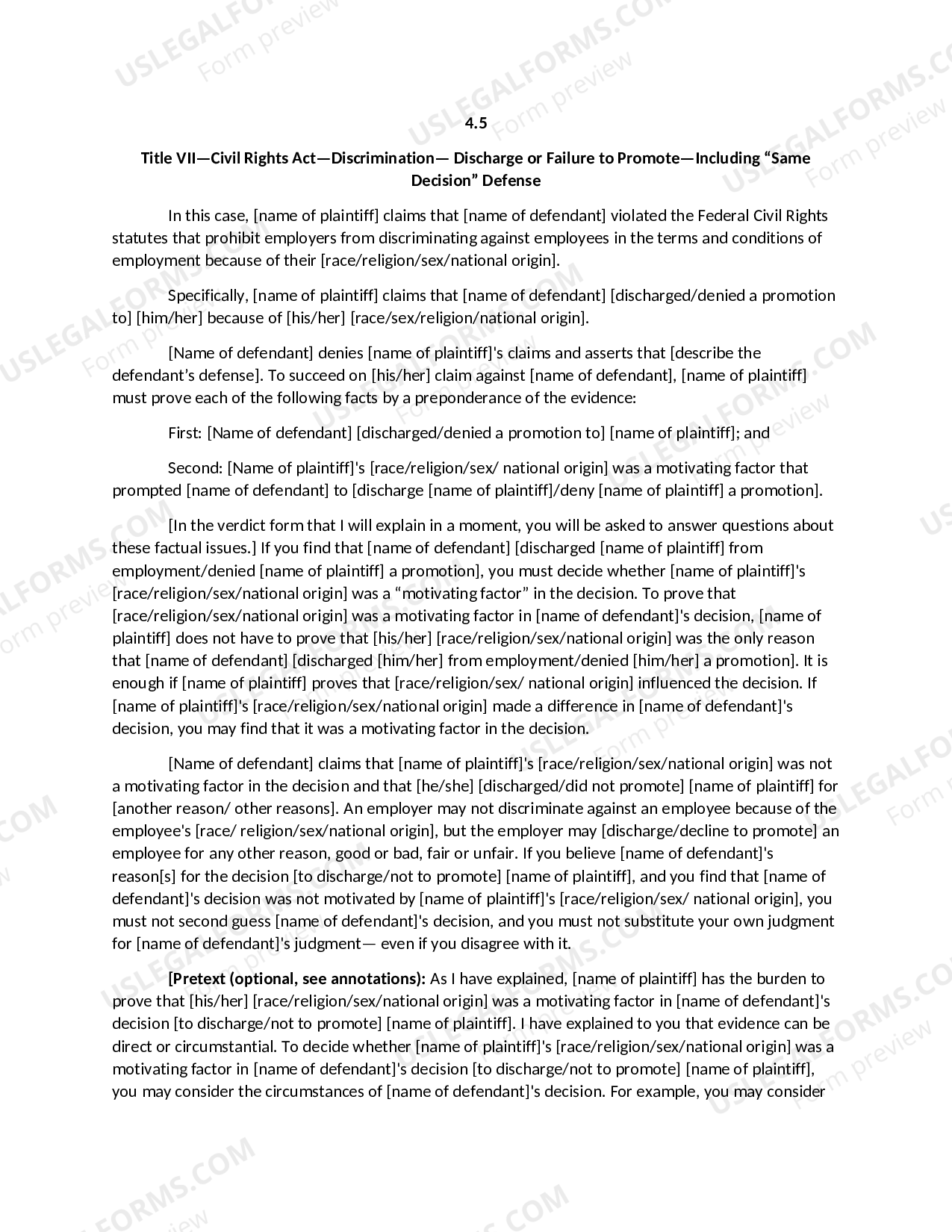 Title VII-Civil Rights Act-Discrimination- Discharge or Failure to ...