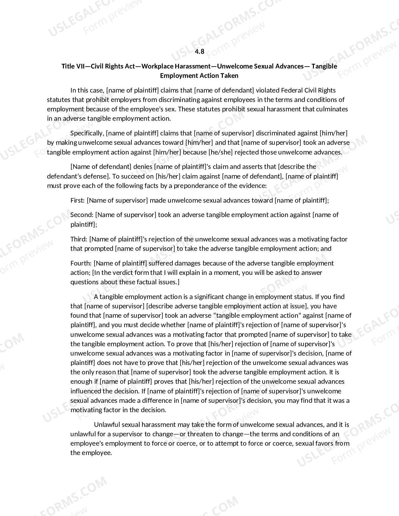 Title VII-Civil Rights Act-Workplace Harassment-Unwelcome Sexual ...