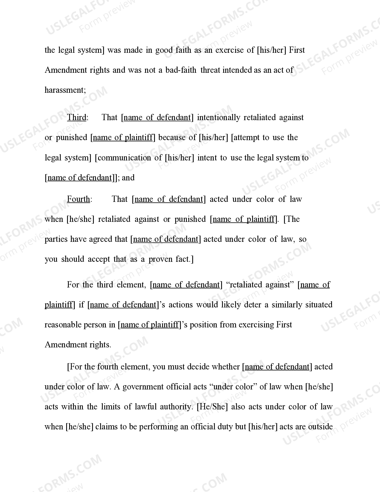 Civil Rights - 42 U.S.C. Sec. 1983 Claims - First Amendment Claim ...