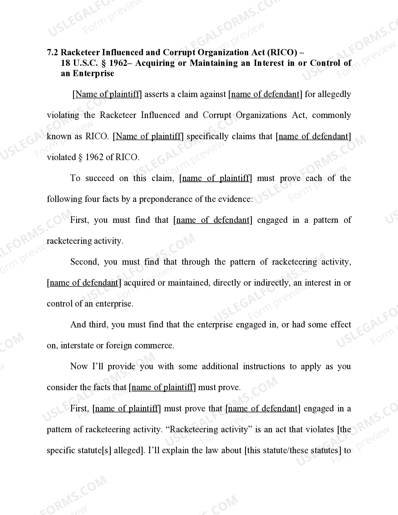 Racketeer Influenced and Corrupt Organization Act (RICO) - 18 U.S.C ...