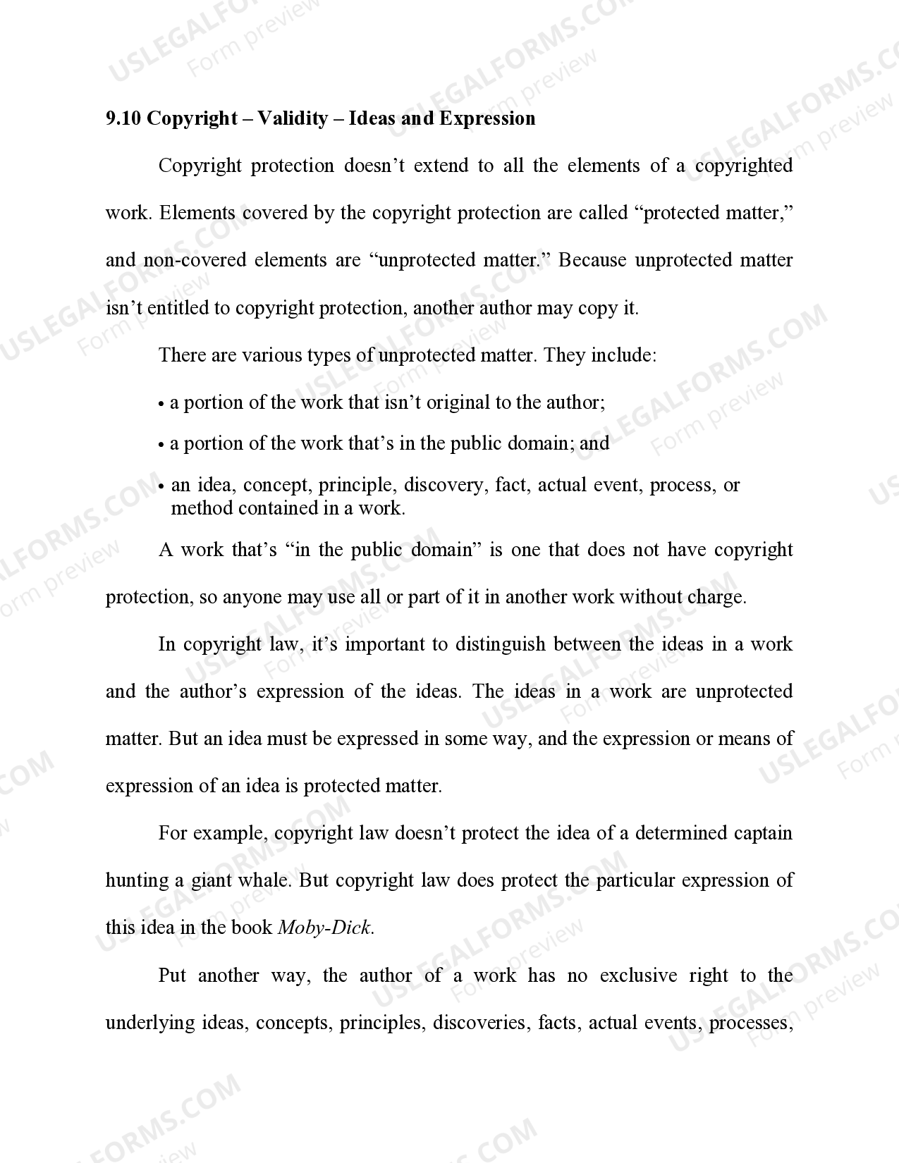 Copyright - Validity - Ideas and Expression | US Legal Forms