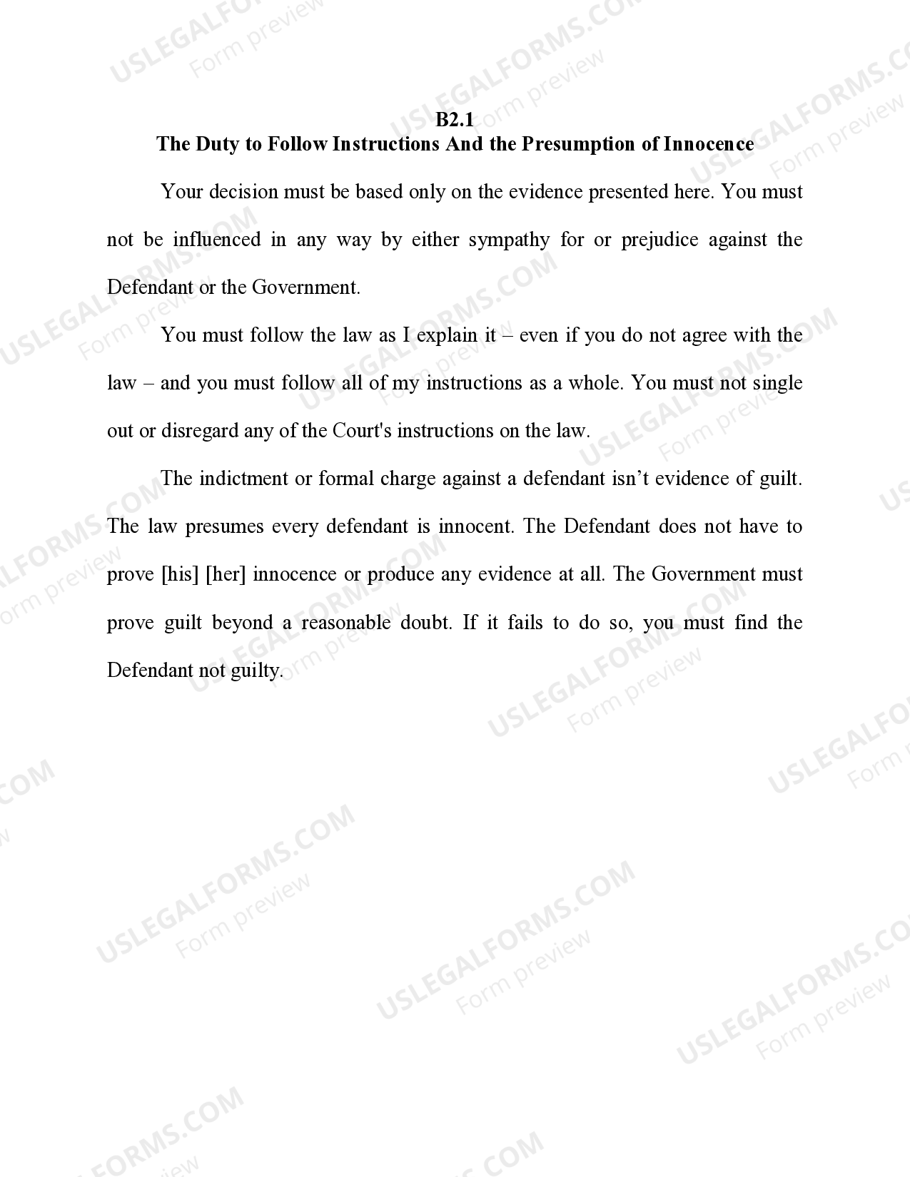 The Duty to Follow Instructions And the Presumption of Innocence | US ...