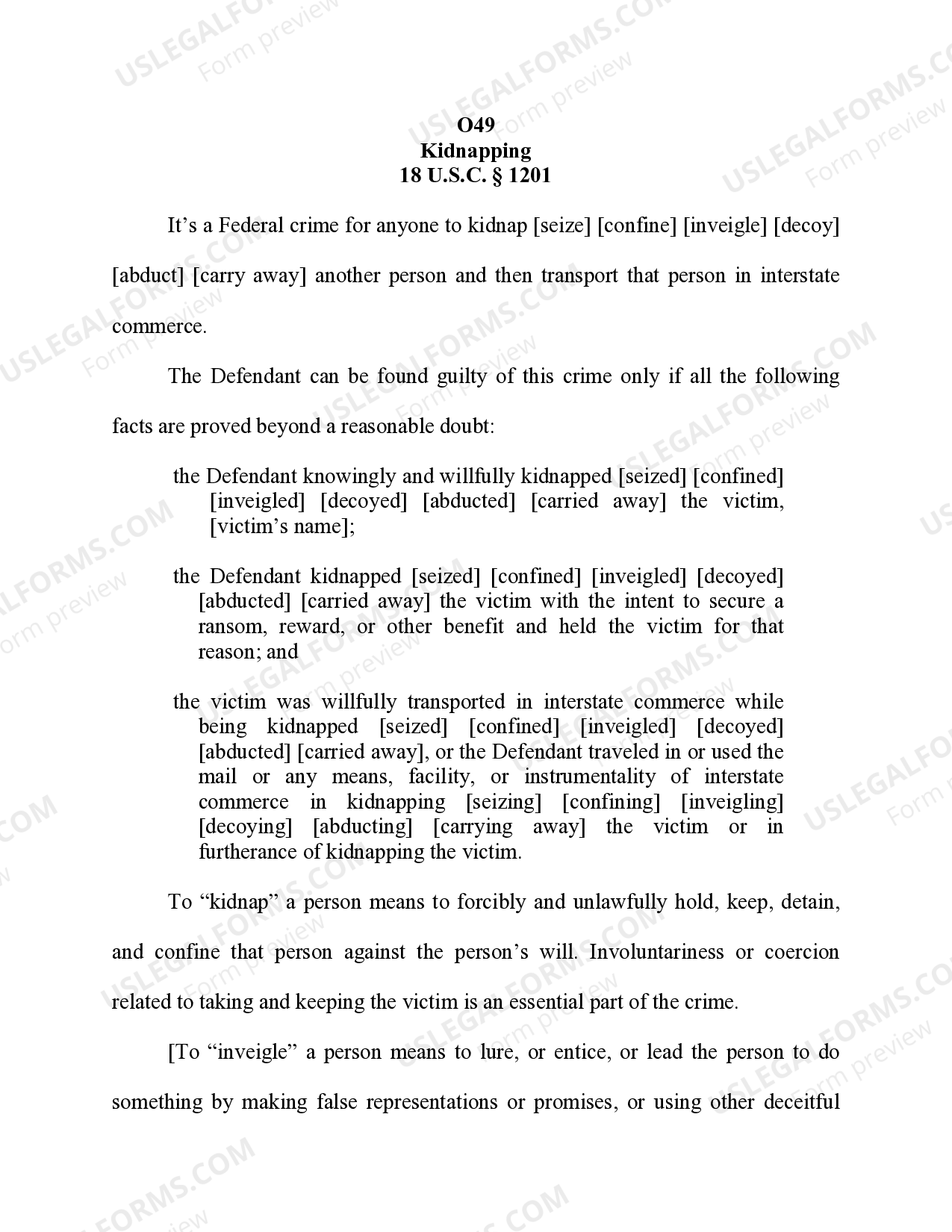 Kidnapping | US Legal Forms