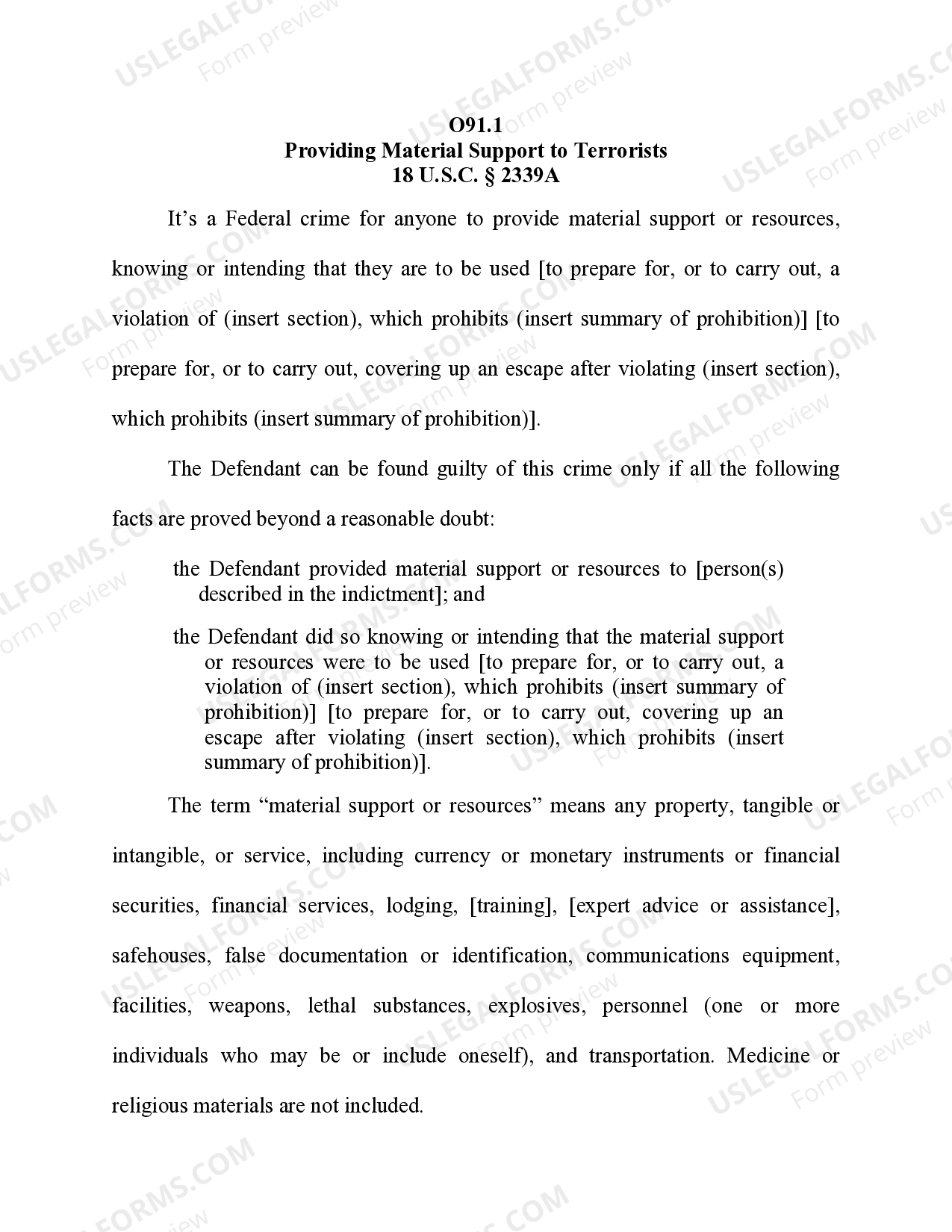 Providing Material Support to Terrorists 18 U.S.C. Sec. 2339A | US ...
