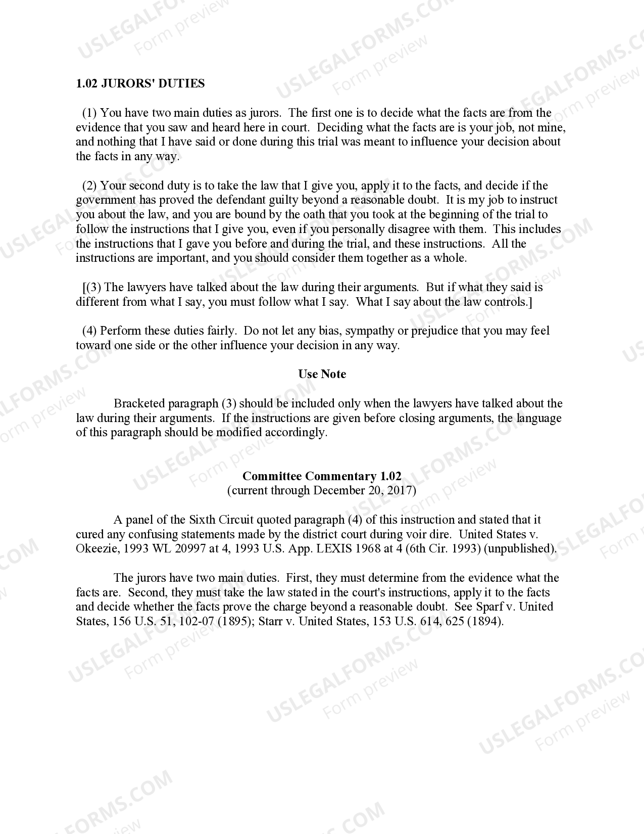 JURORS' DUTIES | US Legal Forms