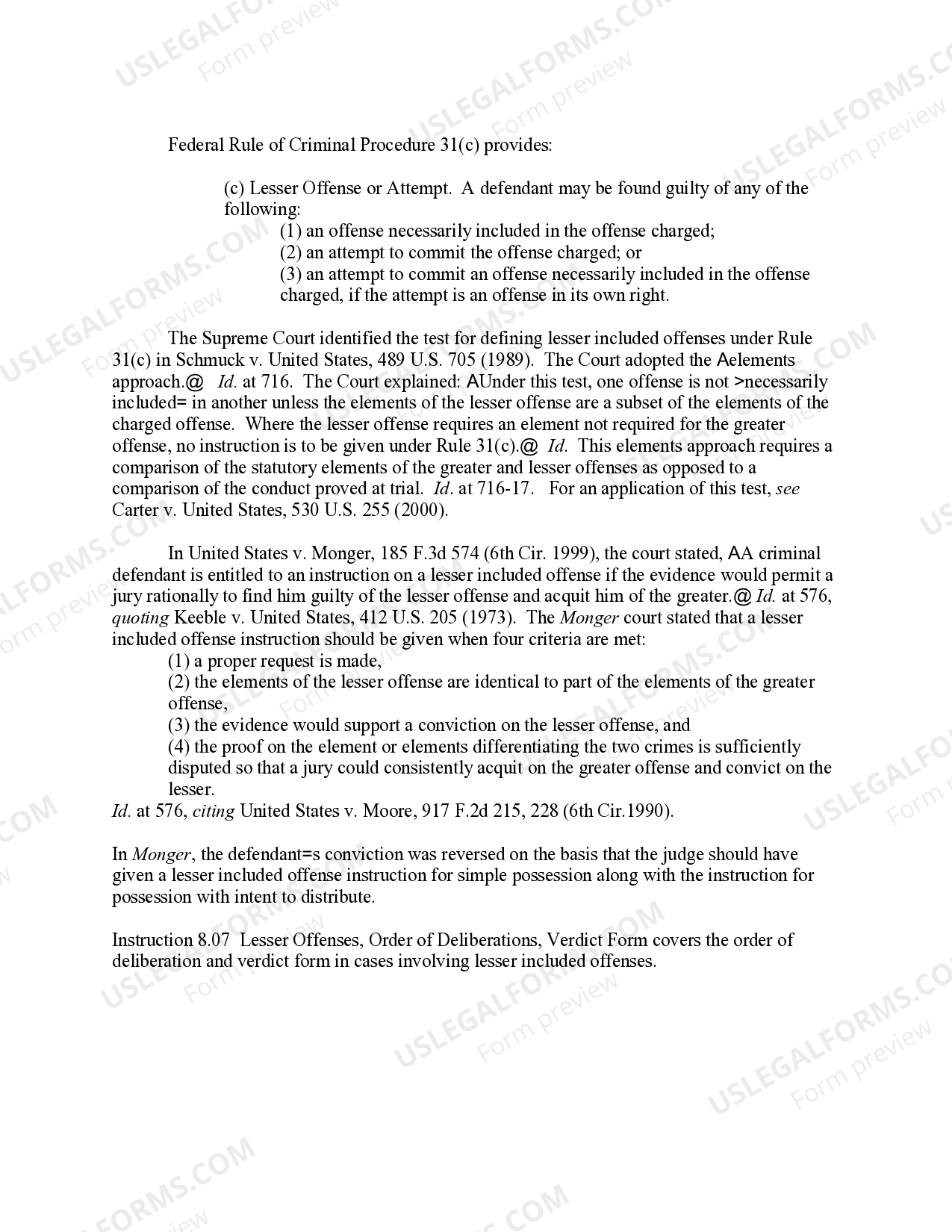 DEFINITION OF LESSER OFFENSE | US Legal Forms