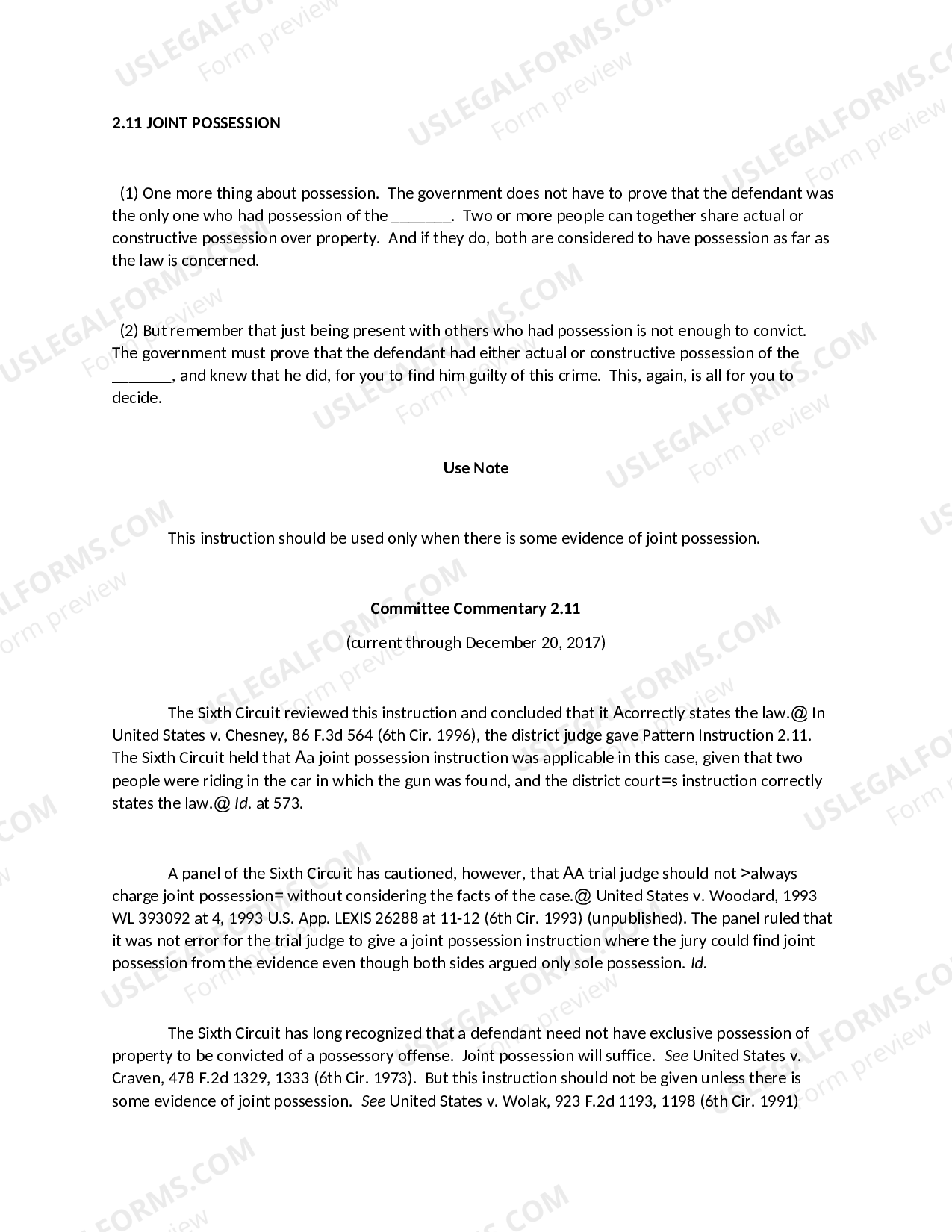 JOINT POSSESSION | US Legal Forms